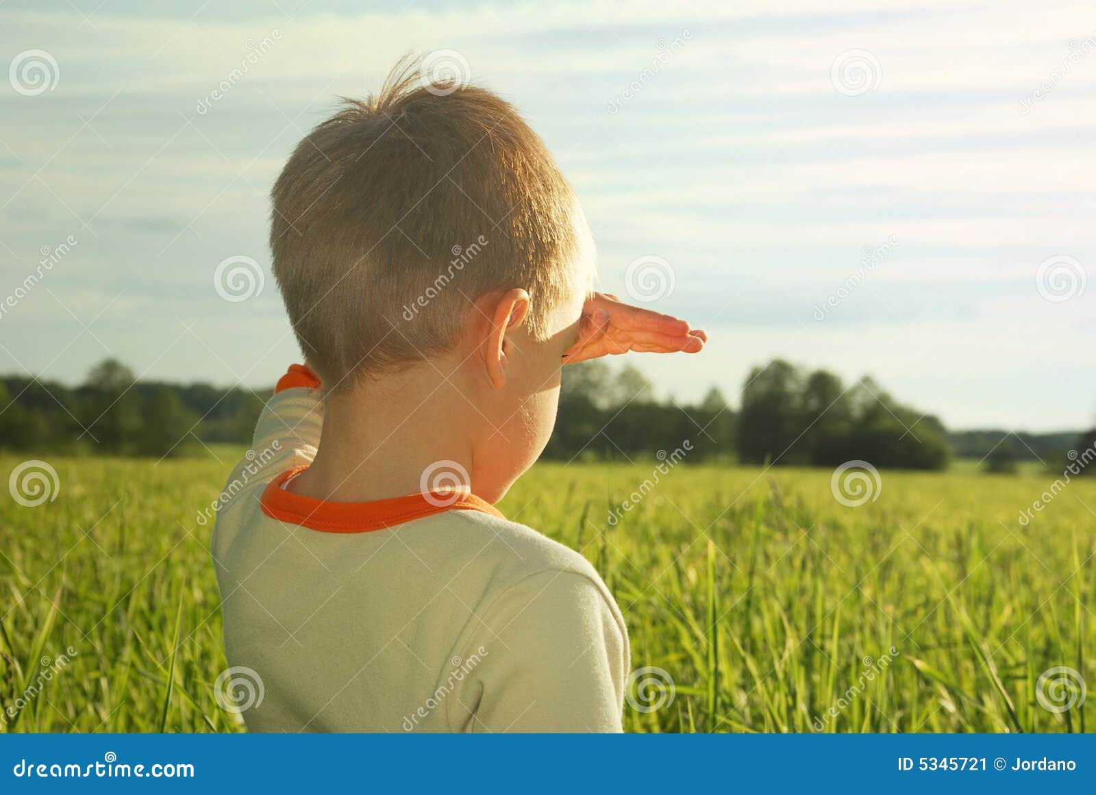 Happy Young Boy Looking Horizon and Dreaming Stock Image - Image of ...