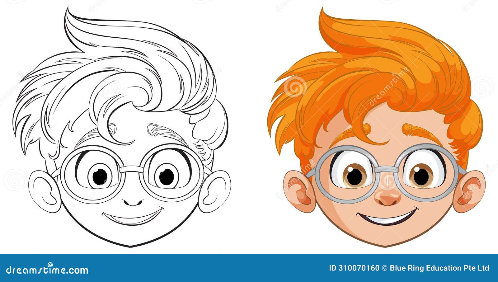 A Happy Young Boy ,outline and Color Stock Vector - Illustration of ...
