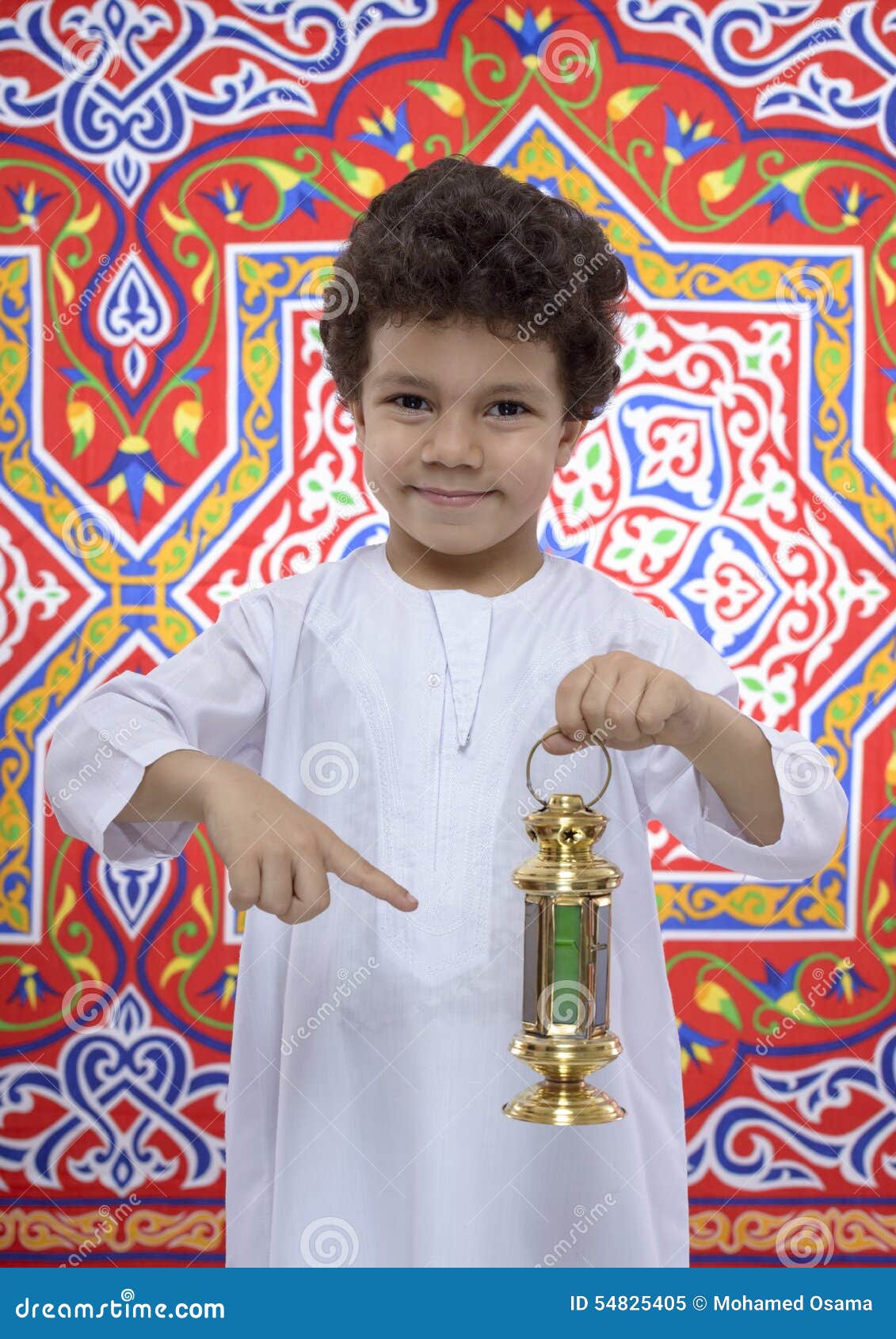 Happy Young Boy Pointing at Ramadan Lantern Stock Image - Image of congratulation, lamp: 54825405