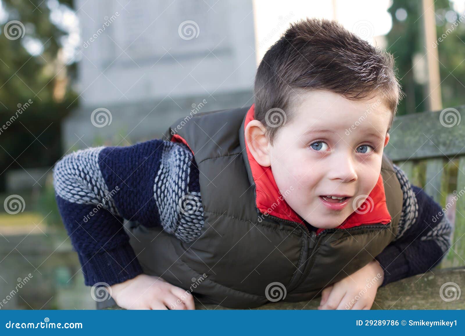 Happy Young Boy Smiling in an Outdoor Scene Stock Photo - Image of ...