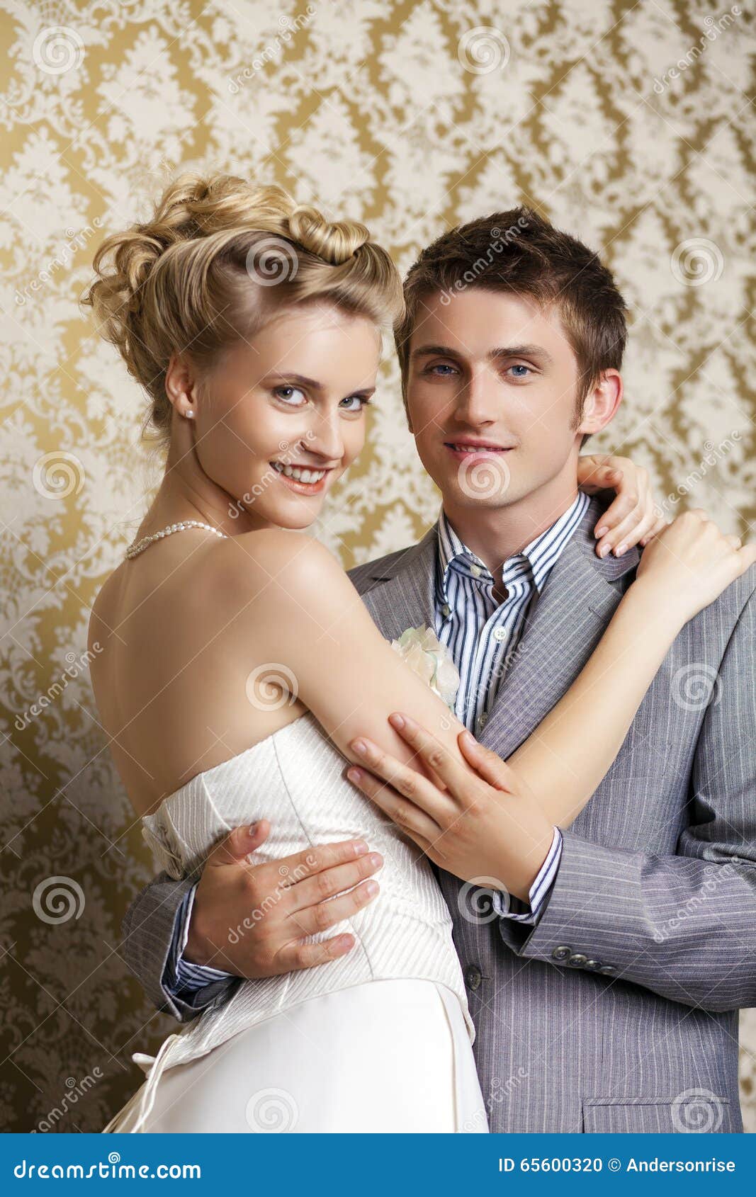 Happy Young Bride and Groom Stock Photo - Image of adults, playing ...