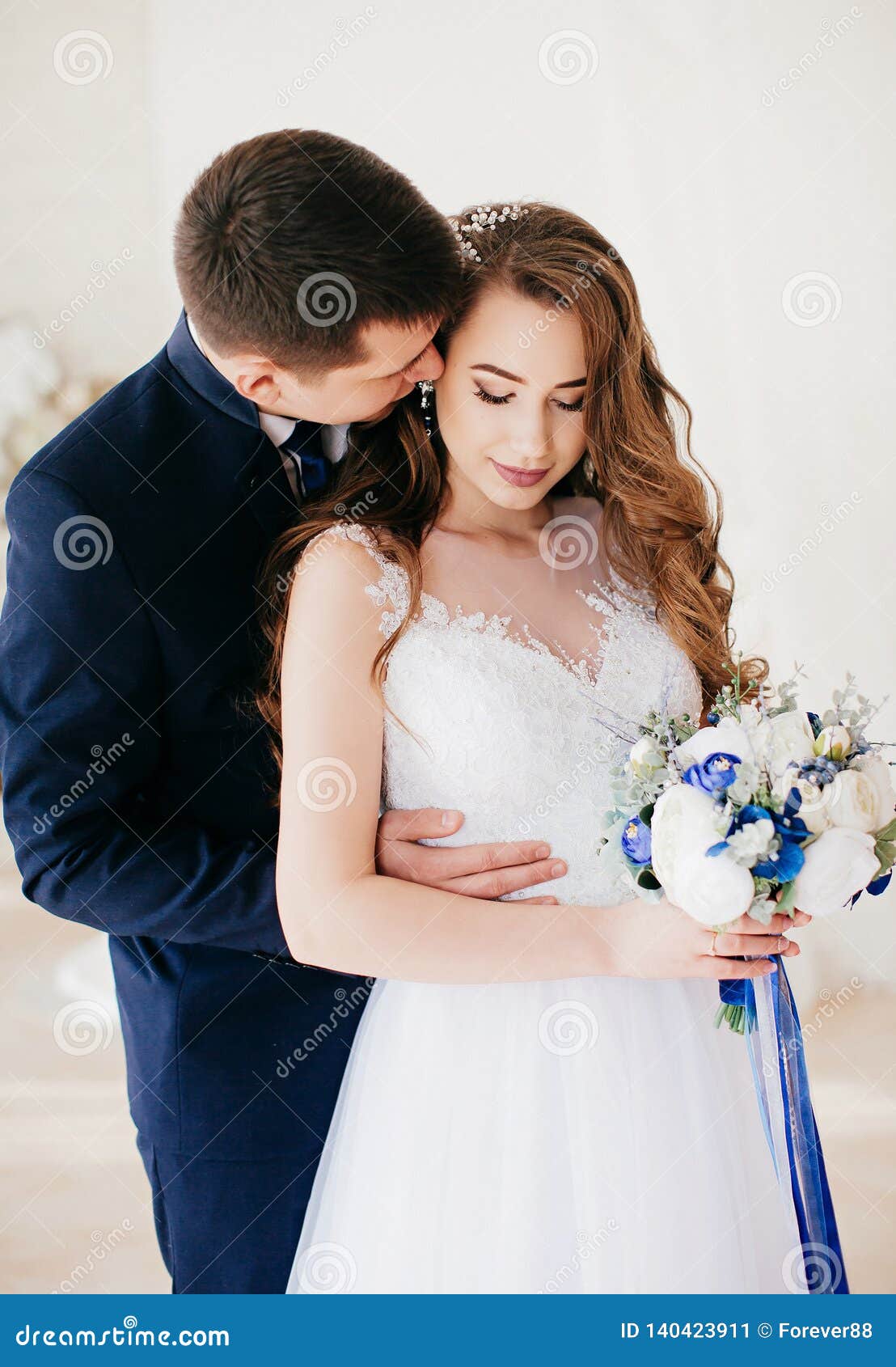 Happy Young Bride and Groom at a Wedding Stock Image - Image of ...