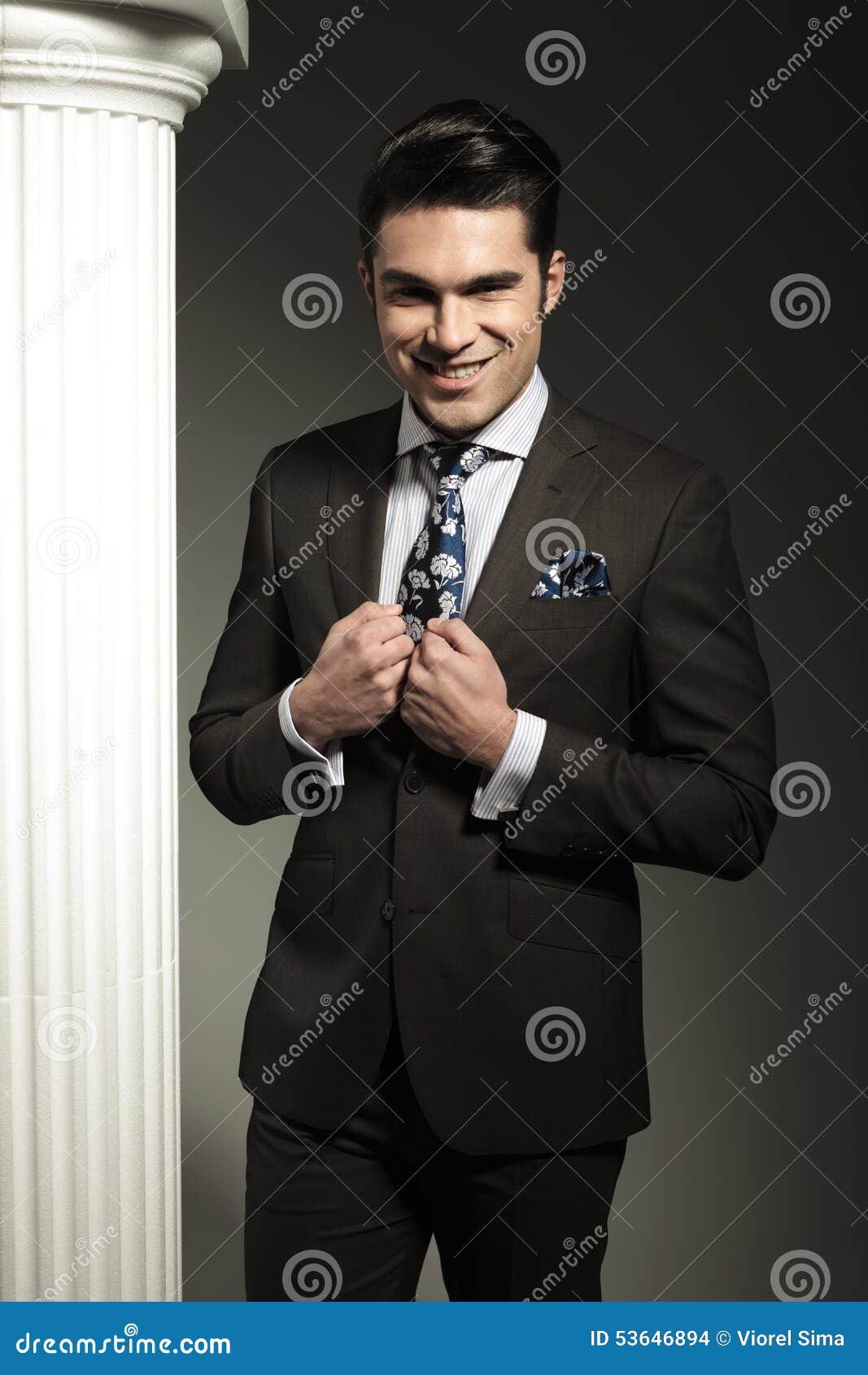 Happy Young Business Man Fixing His Collar Stock Photo - Image of male ...