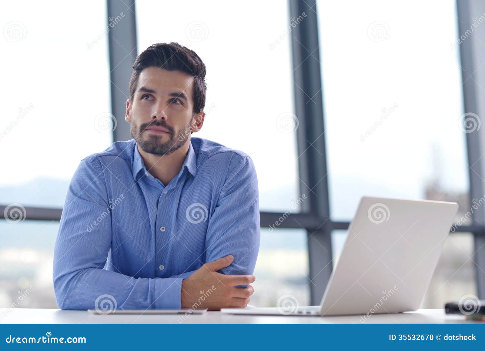 Happy Young Business Man at Office Stock Photo - Image of adult, male ...