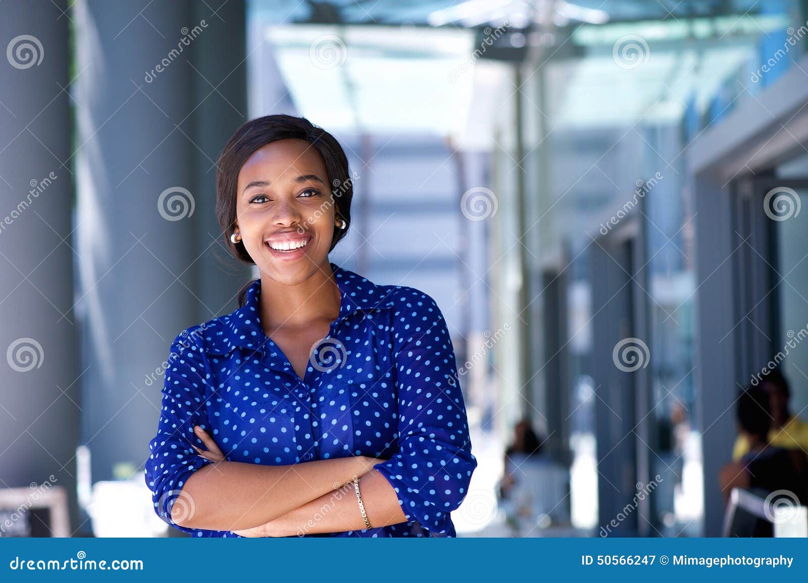 Happy Young Business Woman Standing Outside Office Building Stock Image ... Happy Young Business Woman Standing Outside Office Building Stock Image ...