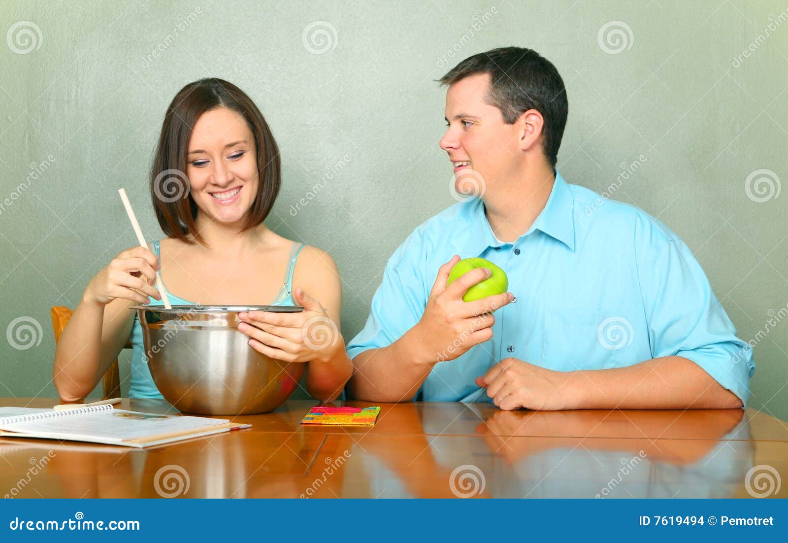 Happy Young Caucasian Couple Baking or Cooking Stock Photo - Image of ...