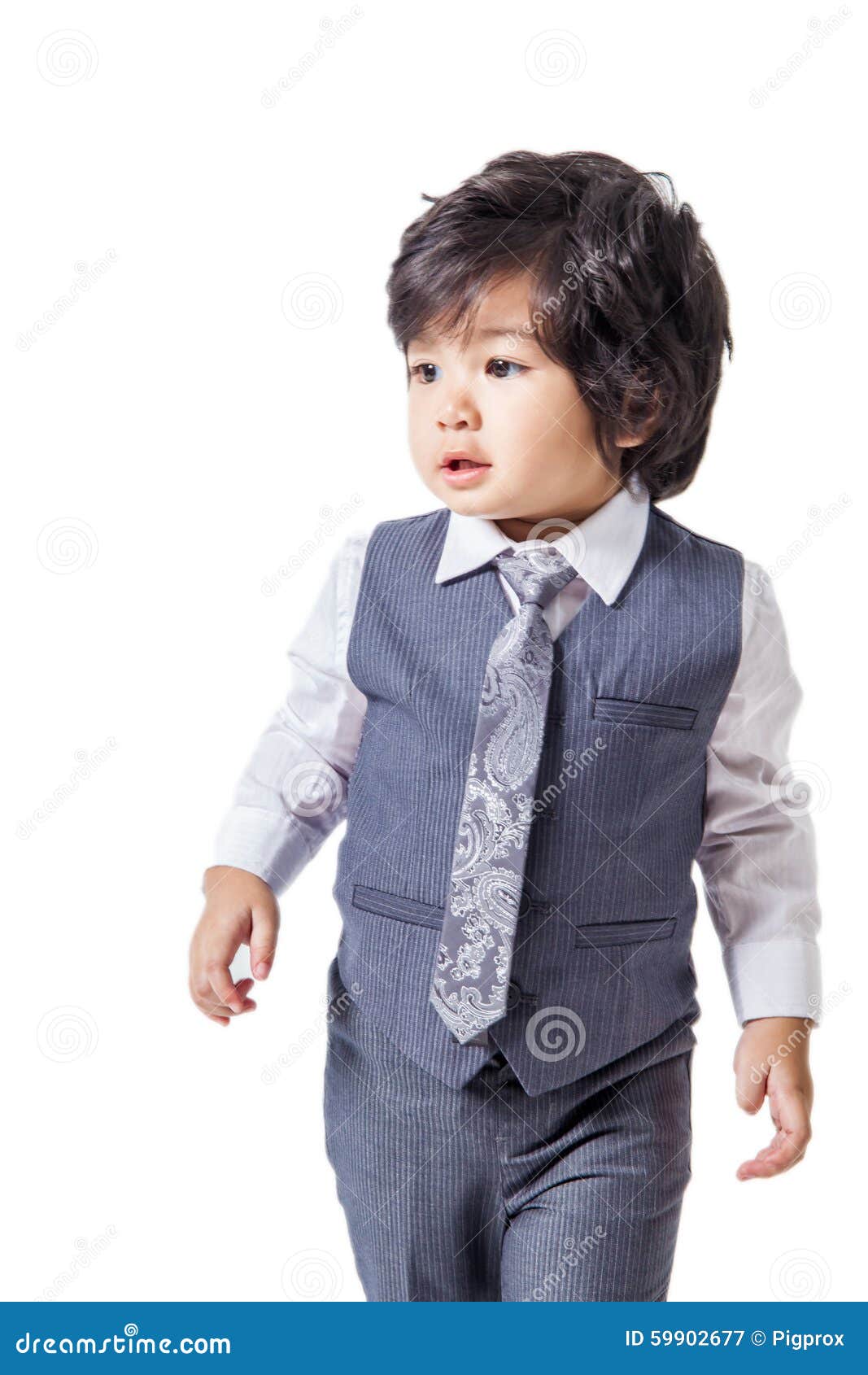 Happy Young Child on the White Background. Stock Image - Image of ...