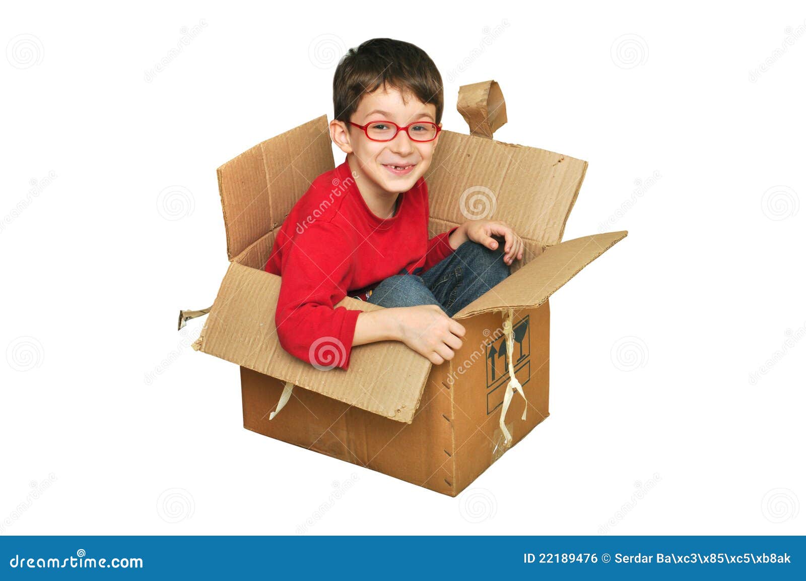 Happy Young Children in Box Stock Photo - Image of childhood, corrugate ...