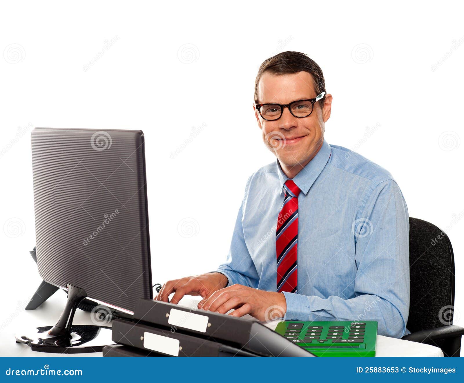 Happy Young Corporate Man Using Computer Stock Image - Image: 25883653