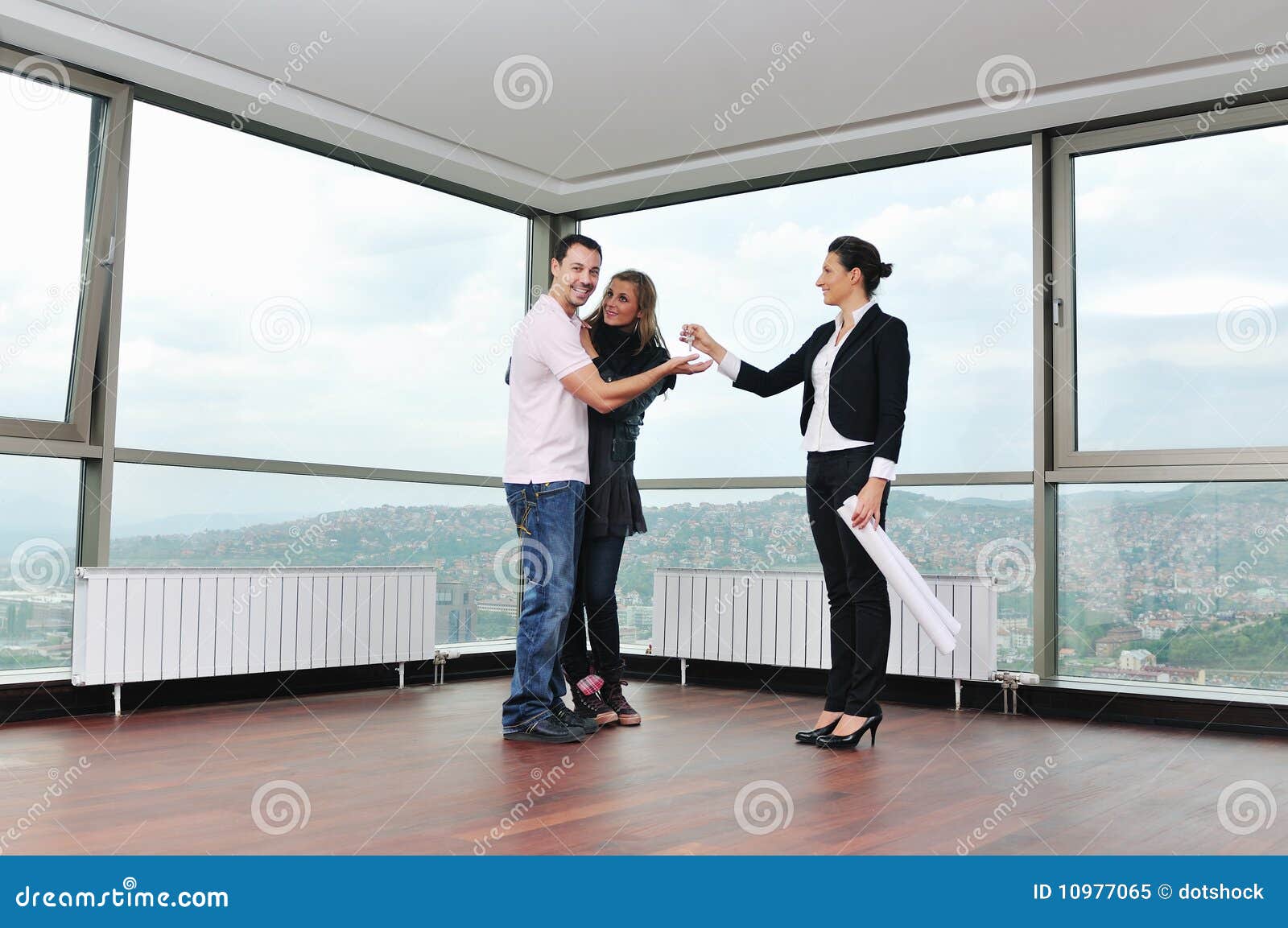 Happy Young Couple Buying Home Stock Image - Image of client, looking ...
