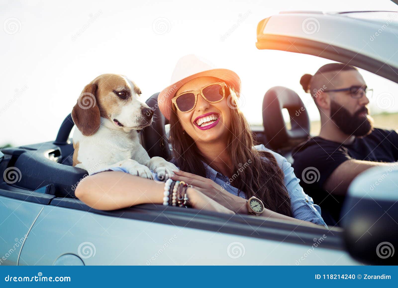 Happy Couple Driving in Convertible Stock Photo - Image of convertible ...