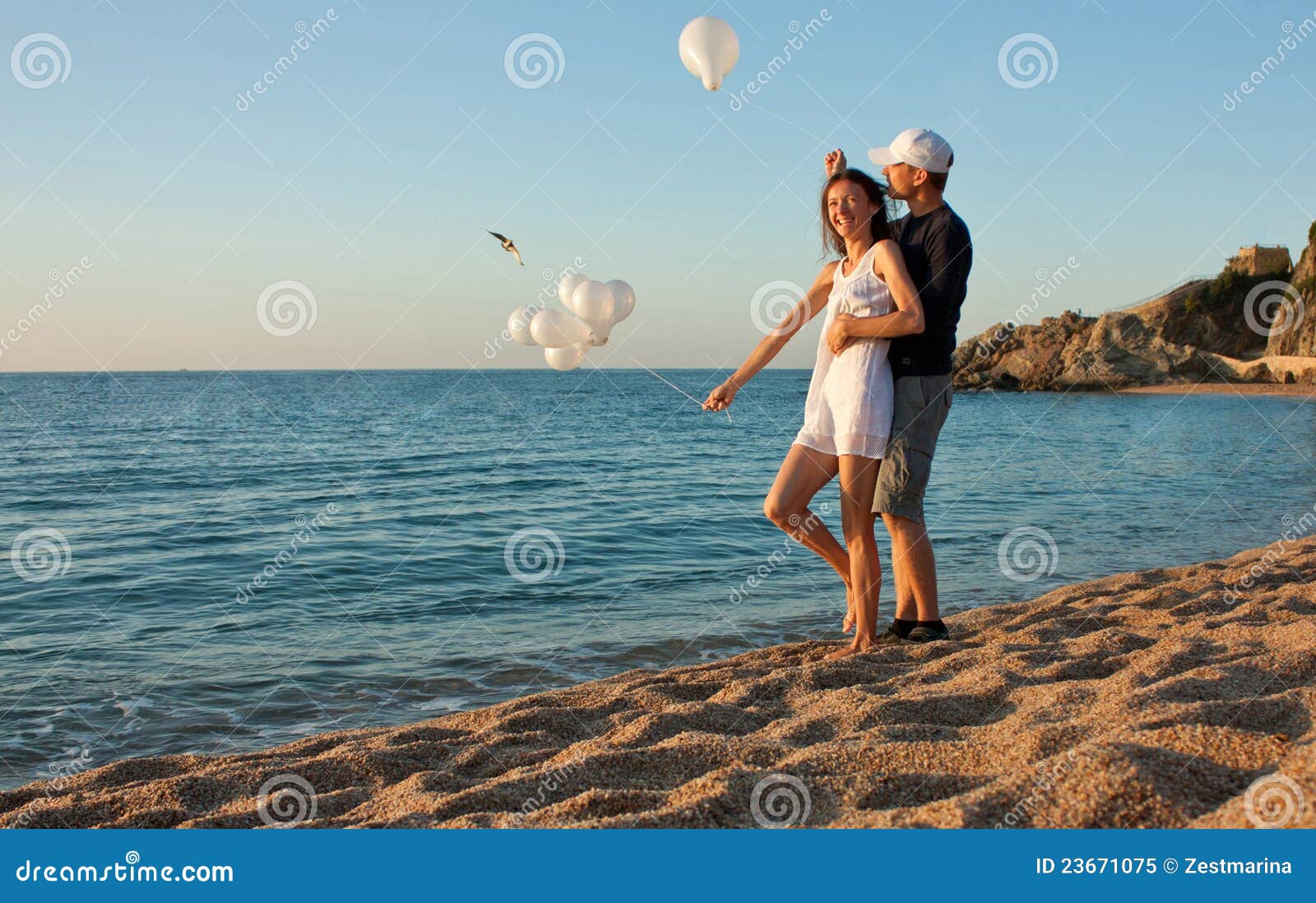 Happy Young Couple Having Fun At Sunny Beach Stock Image Image Of Joyful Human 23671075