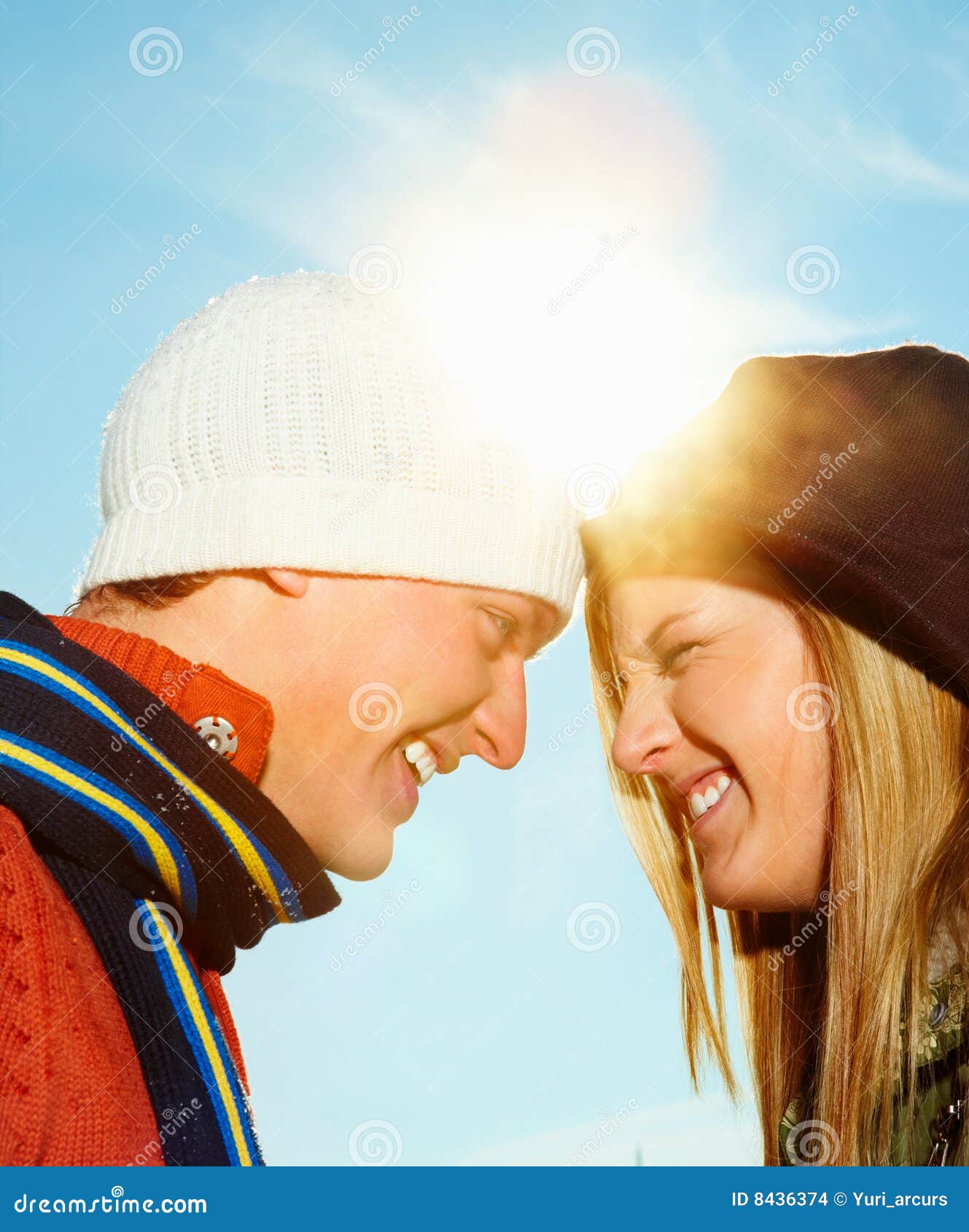 Happy Young Couple with Heads Together Stock Photo - Image of dating ...