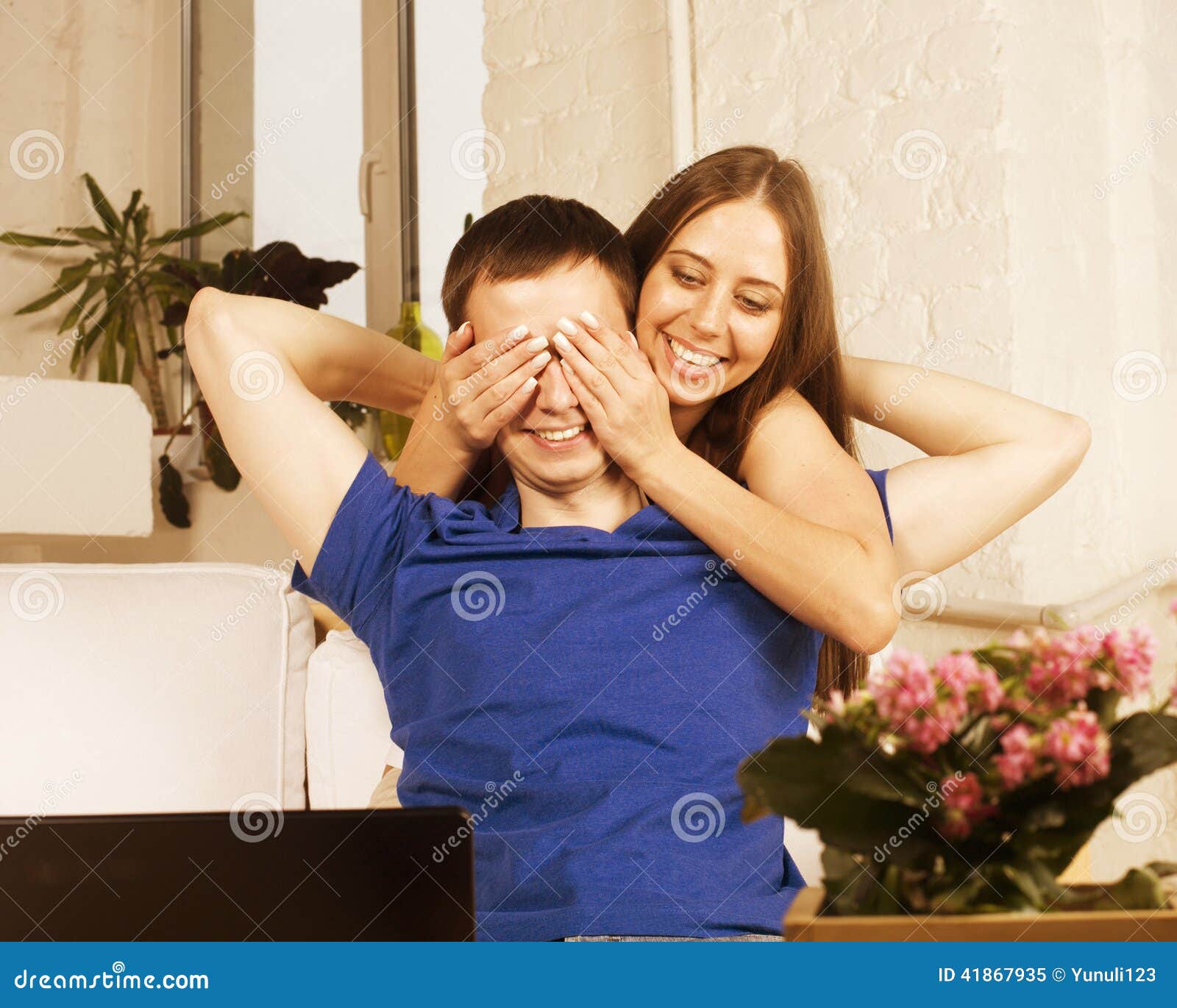 Happy young couple at home stock image. Image of happy - 41867935