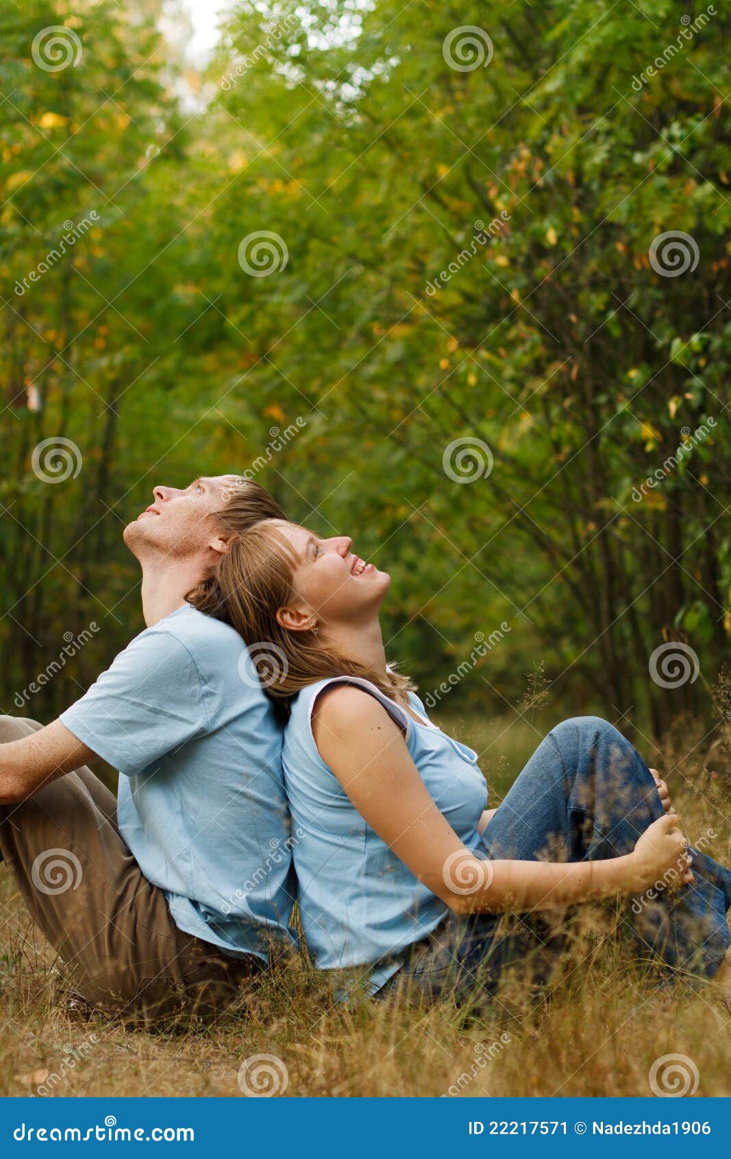 Happy Young Couple in Nature Stock Image - Image of adult, idyllic ...