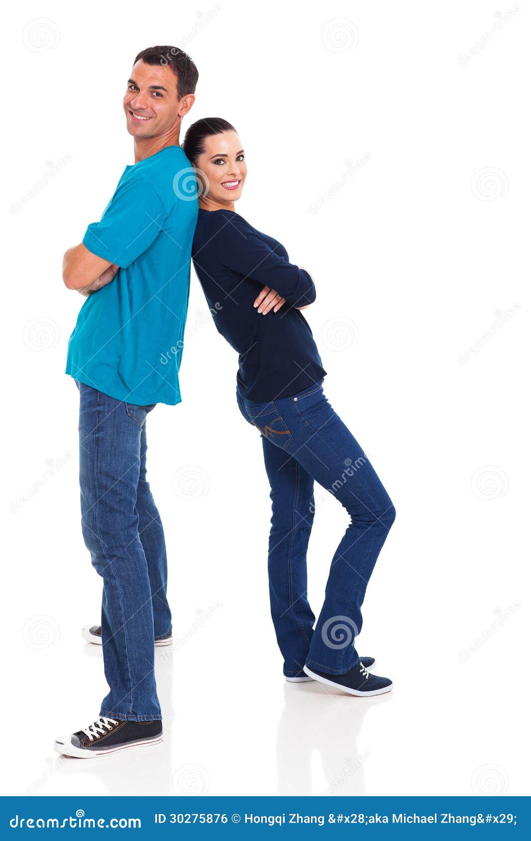 Couple back to back stock photo. Image of female, cheerful - 30275876