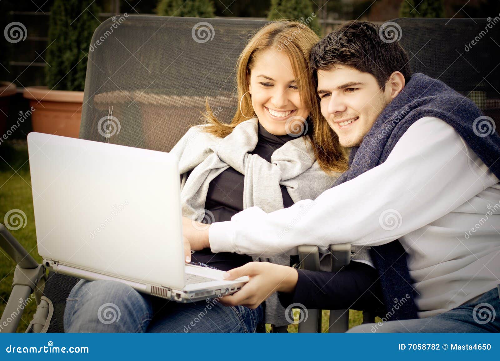 Happy Young Couple Surfing the Internet Stock Photo - Image of casual ...