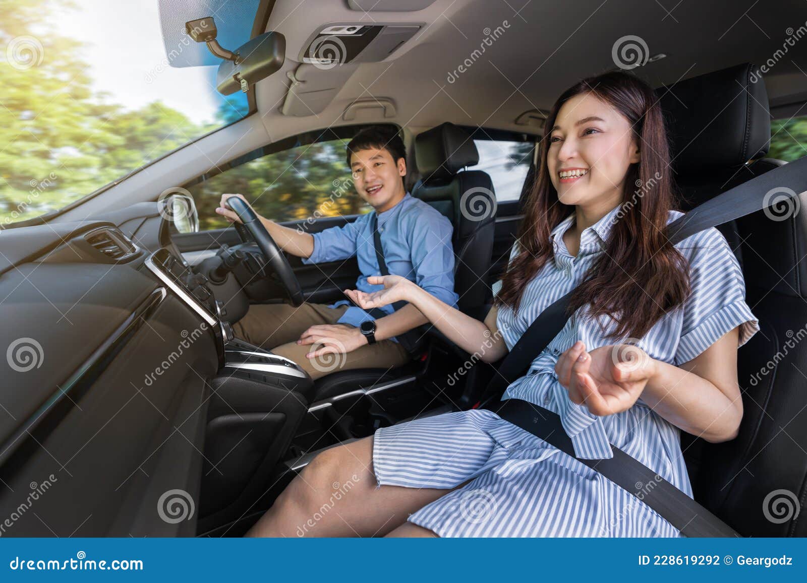 Happy Couple is Talking while Driving a Car Stock Photo - Image of ...