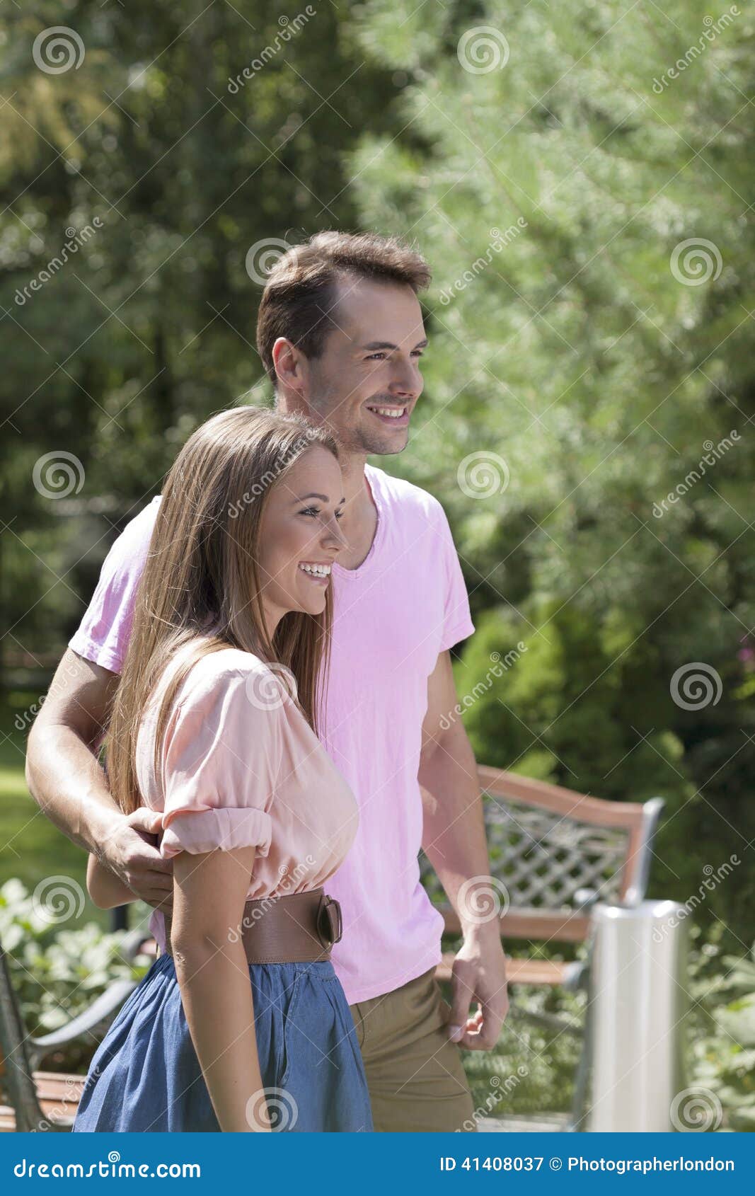 Happy Young Couple Walking Together in Summer Park Stock Image - Image ... Happy Young Couple Walking Together in Summer Park Stock Image - Image ...
