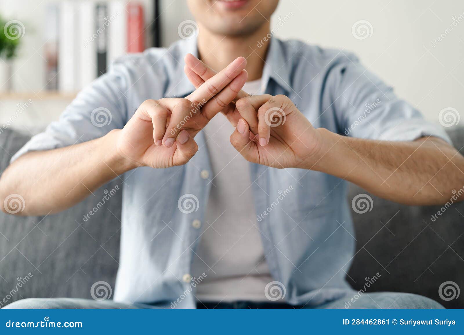 Happy Young Deaf Man Using Sign Language To Communicate with Other ...