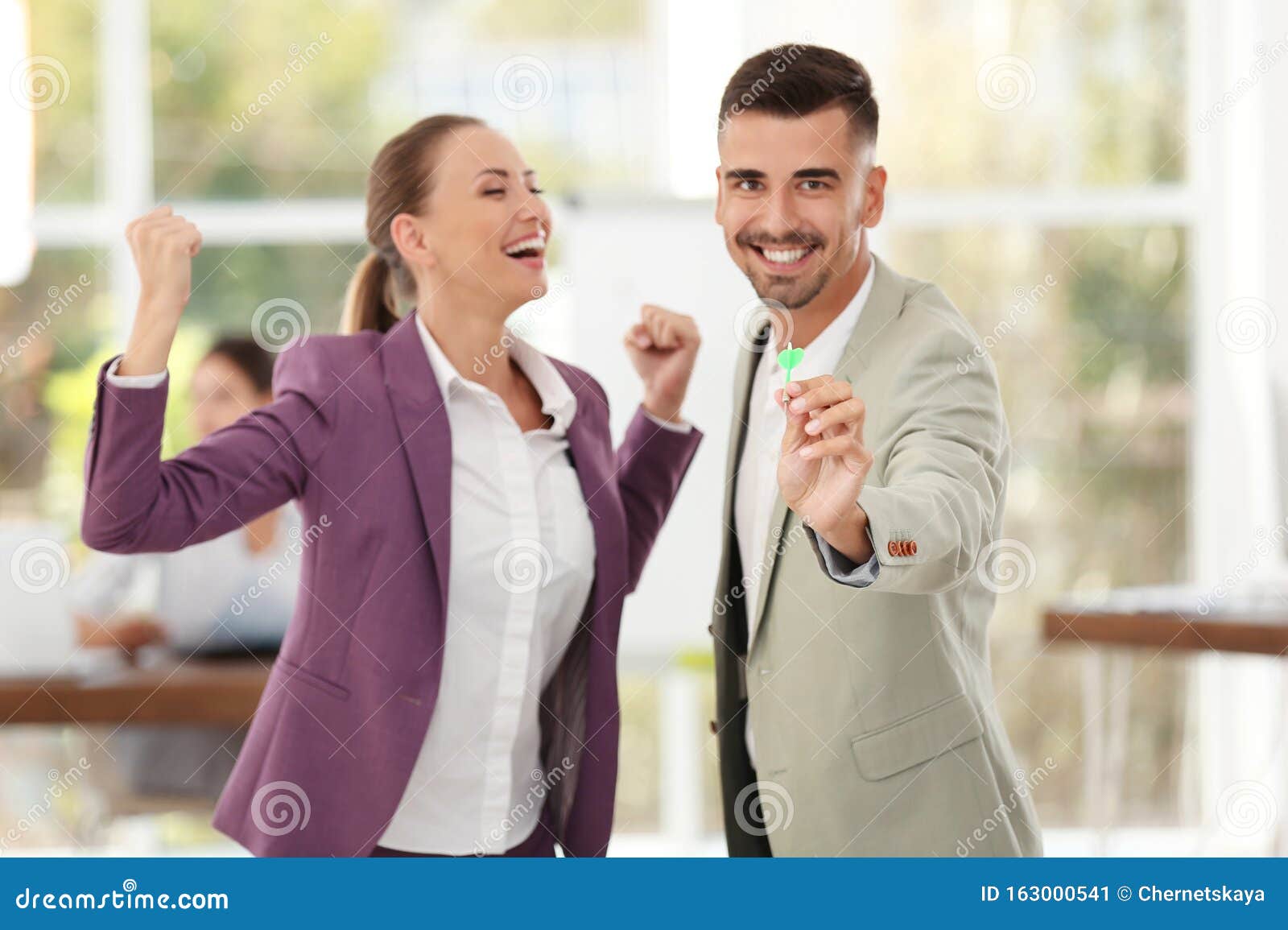 Happy Young Employees with Dart Stock Image - Image of achieve, adult ...