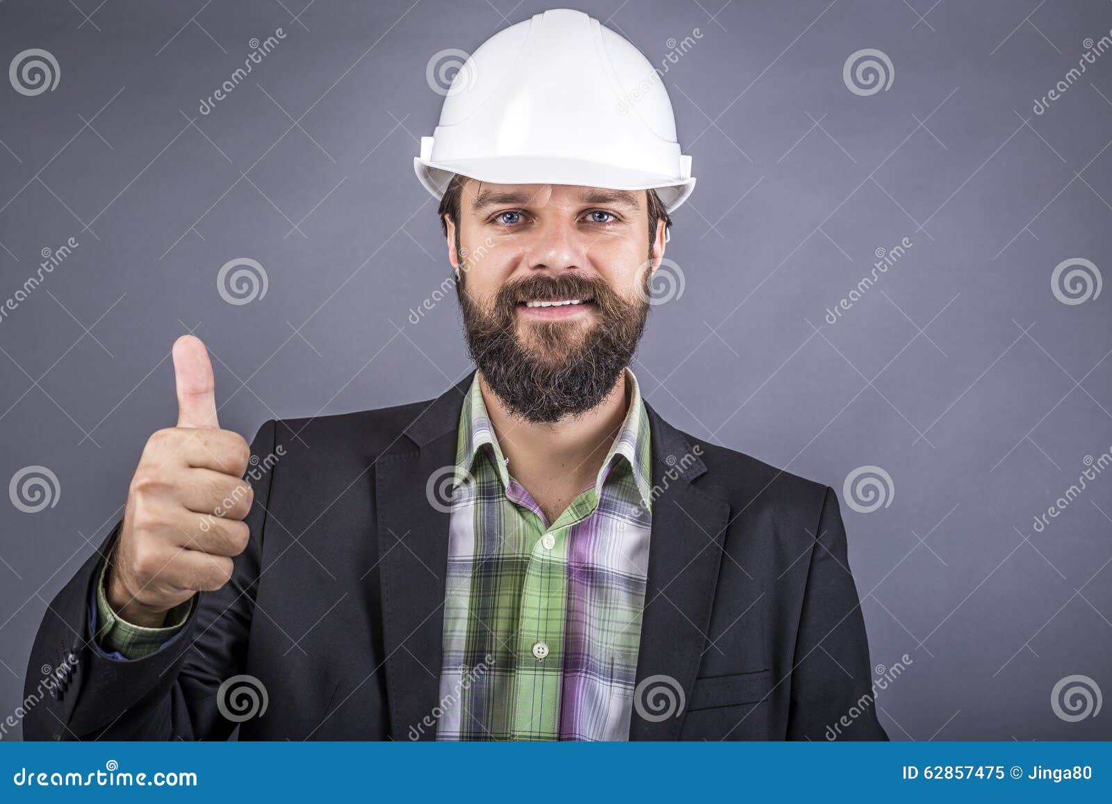 Happy Young Engineer with Hardhat Showing Ok Sign Stock Image - Image ...