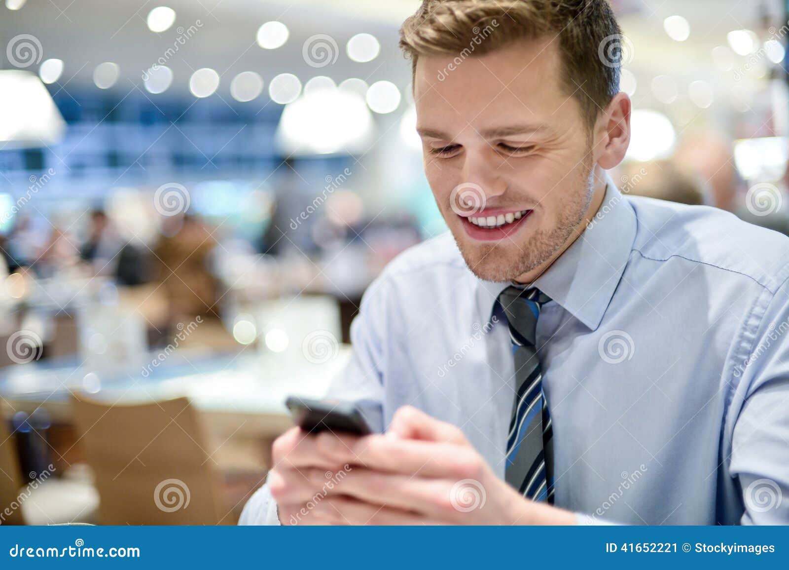 Happy Young Executive Using Smart Phone Stock Image - Image of dialing ...