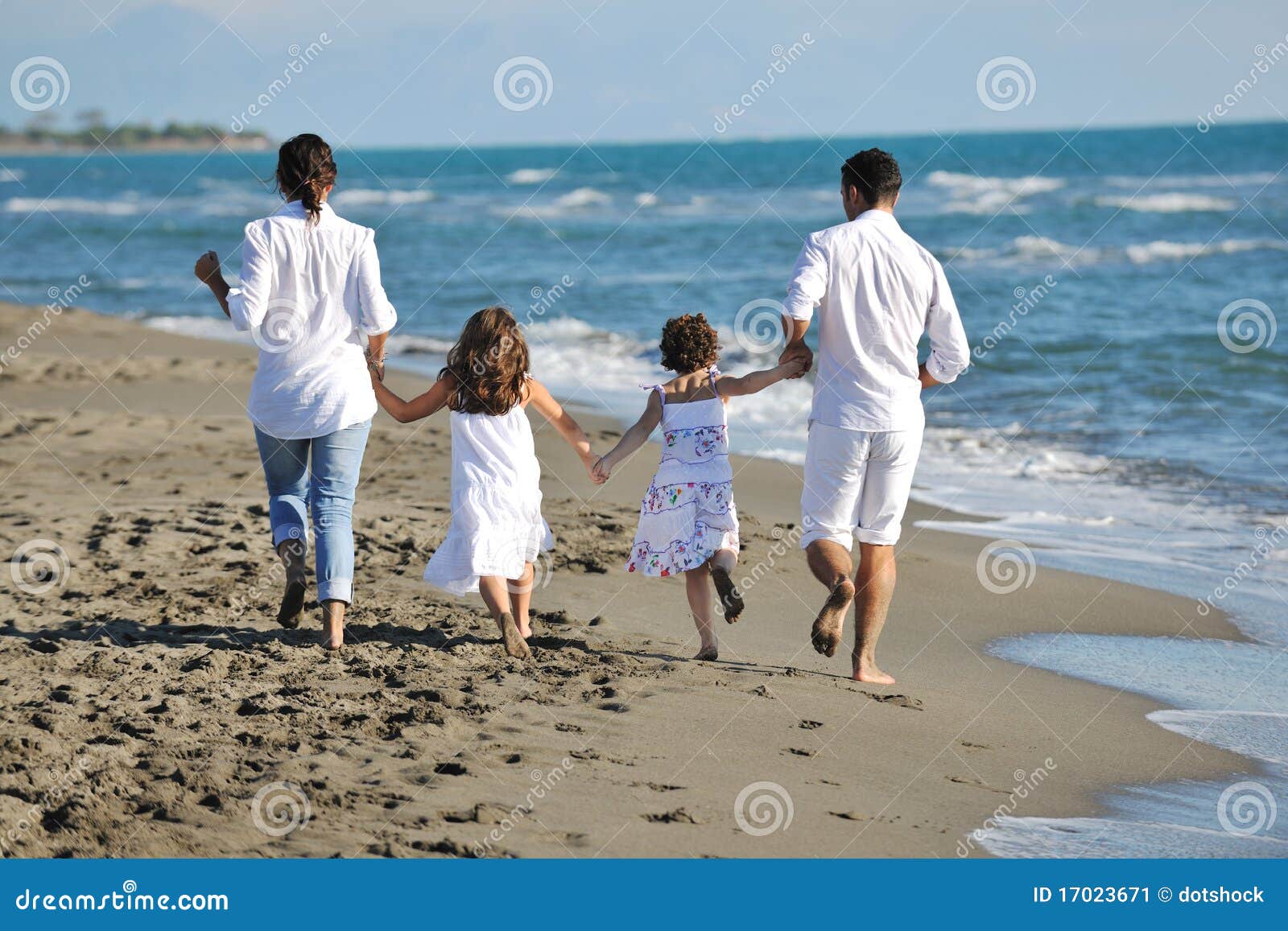 Happy Young Family Have Fun on Beach Stock Image - Image of girl, shore ...