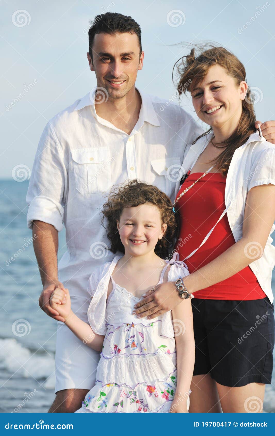 Happy Young Family Have Fun on Beach Stock Image - Image of laughing ...