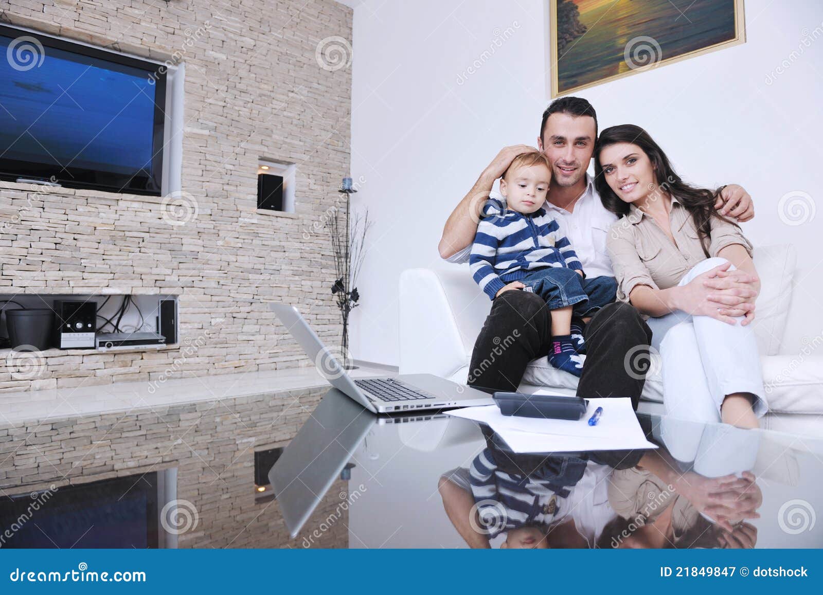 Happy Young Family Have Fun at Home Stock Image - Image of fresh ...