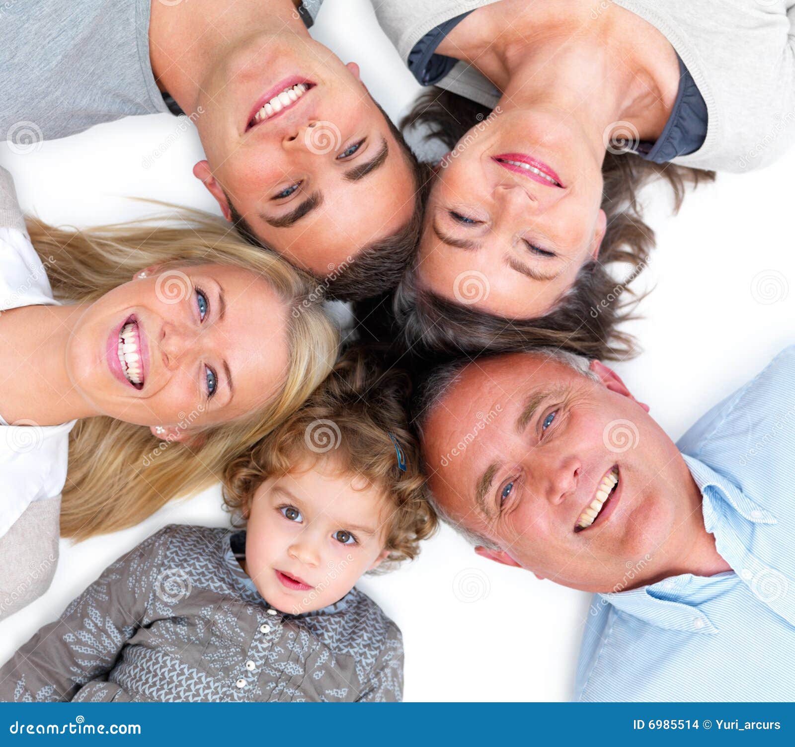 Happy Young Family Showing Union on White Stock Photo - Image of beauty ...