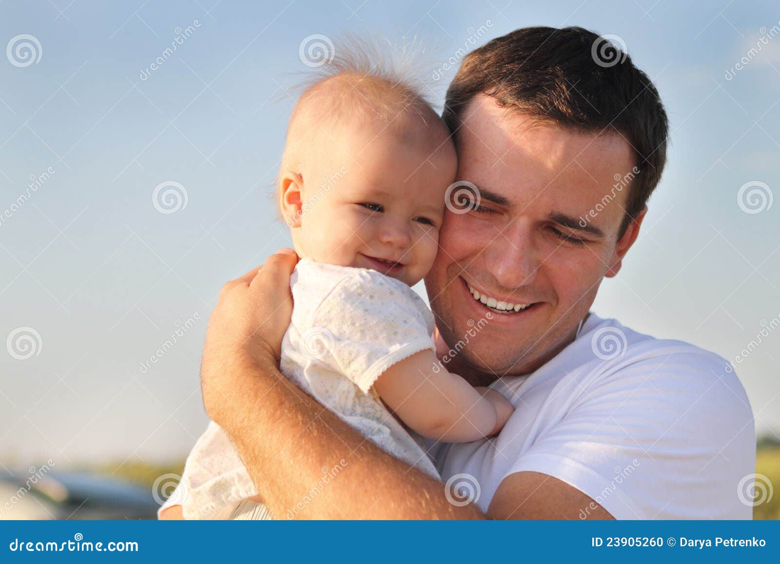 Happy Young Father with Little Daughter Stock Photo - Image of outside ...