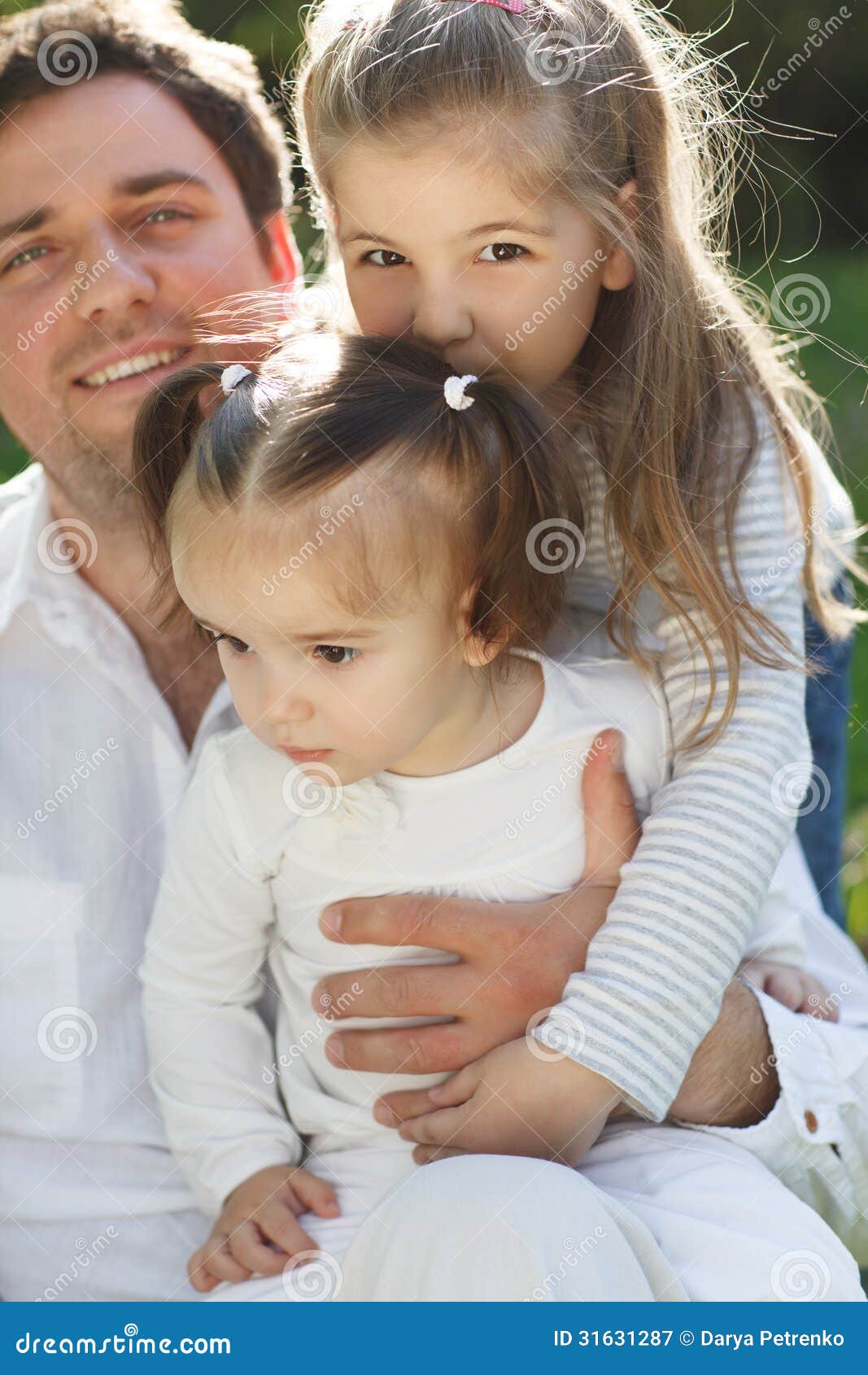 Happy Young Father with Two Little Daughters Stock Image - Image of ...