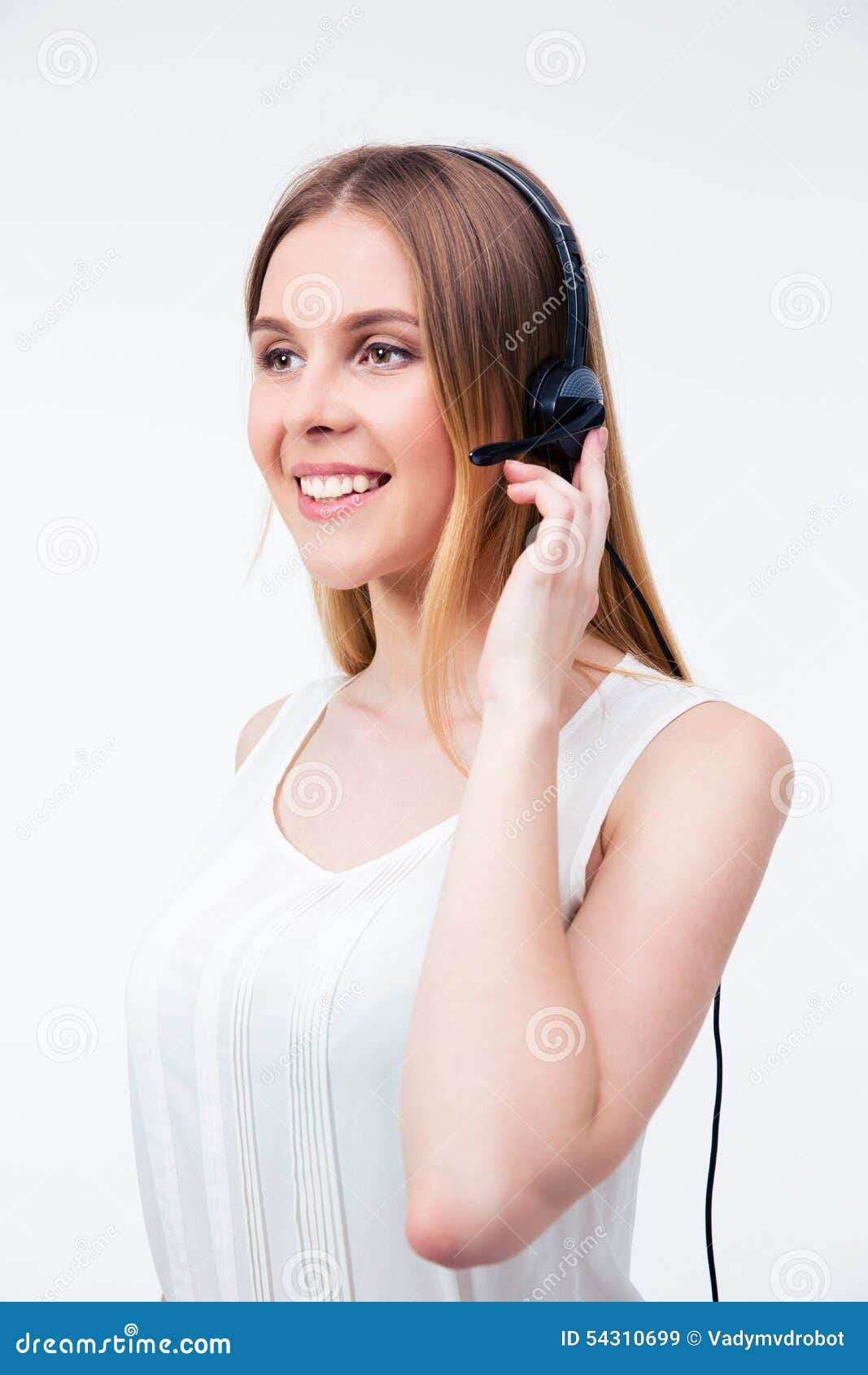 Happy Young Female Operator in Headset Stock Image - Image of online ...