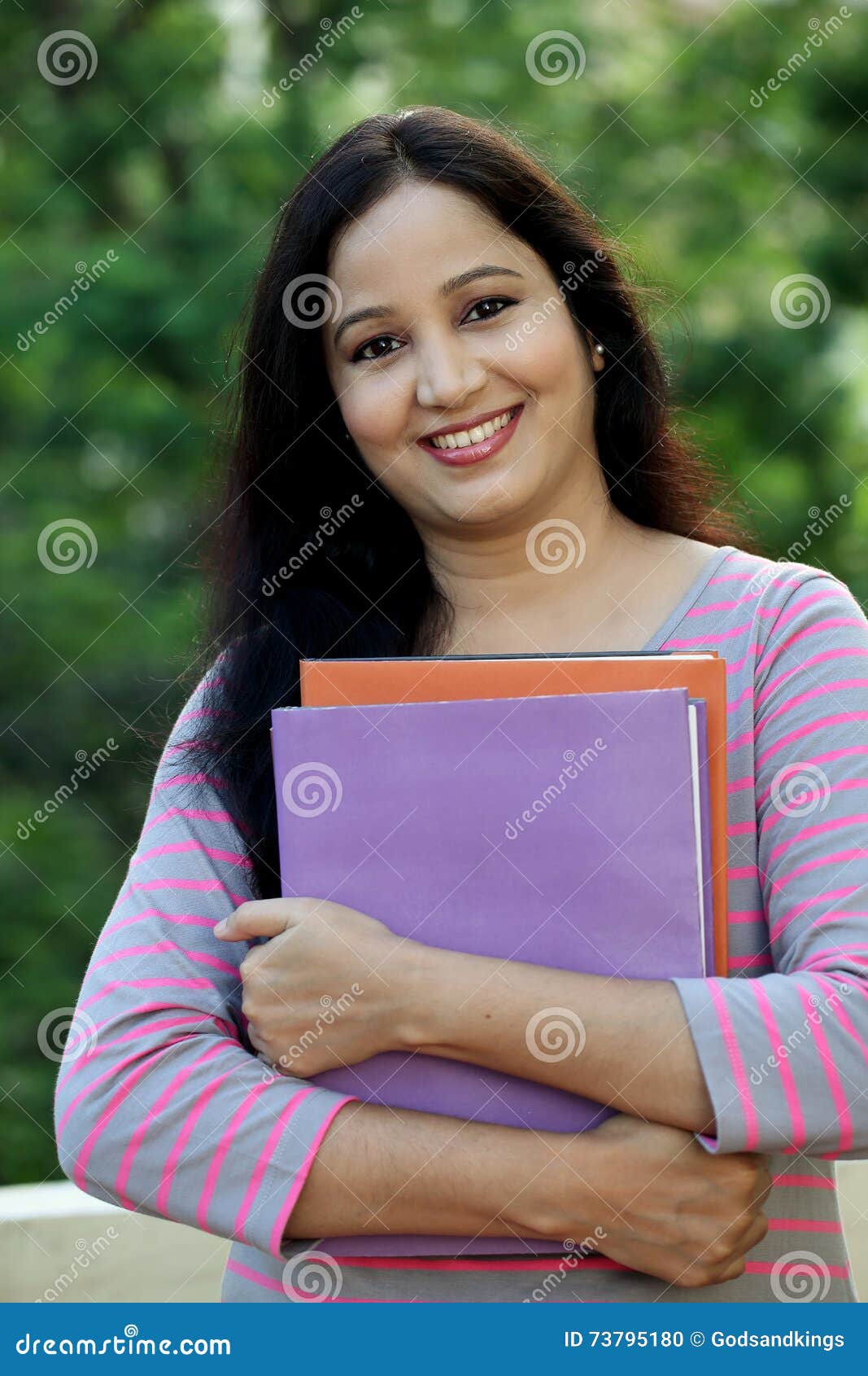 Happy Young Female Student at College Campus Stock Photo - Image of ...