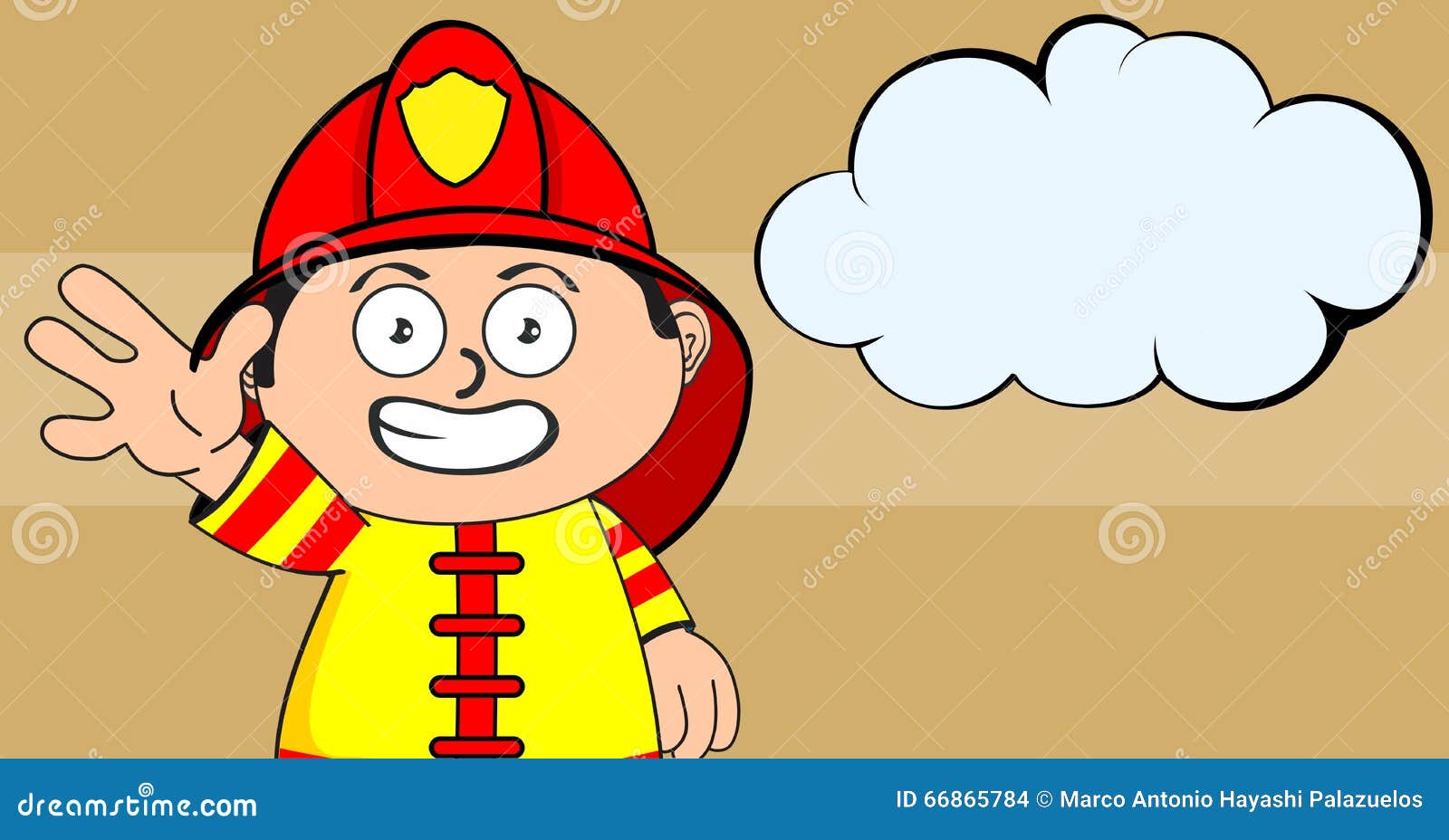 Sad Young Firefighter Kid Cartoon Background Vector Illustration ...