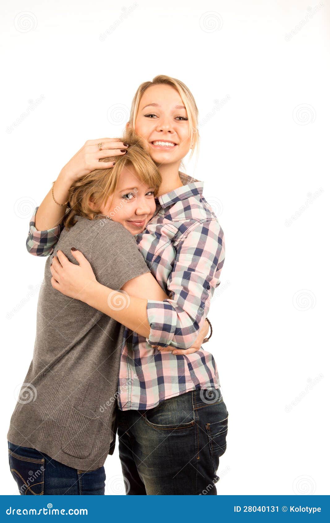 Happy Young Friends Giving Each Other a Hug Stock Image - Image of ...