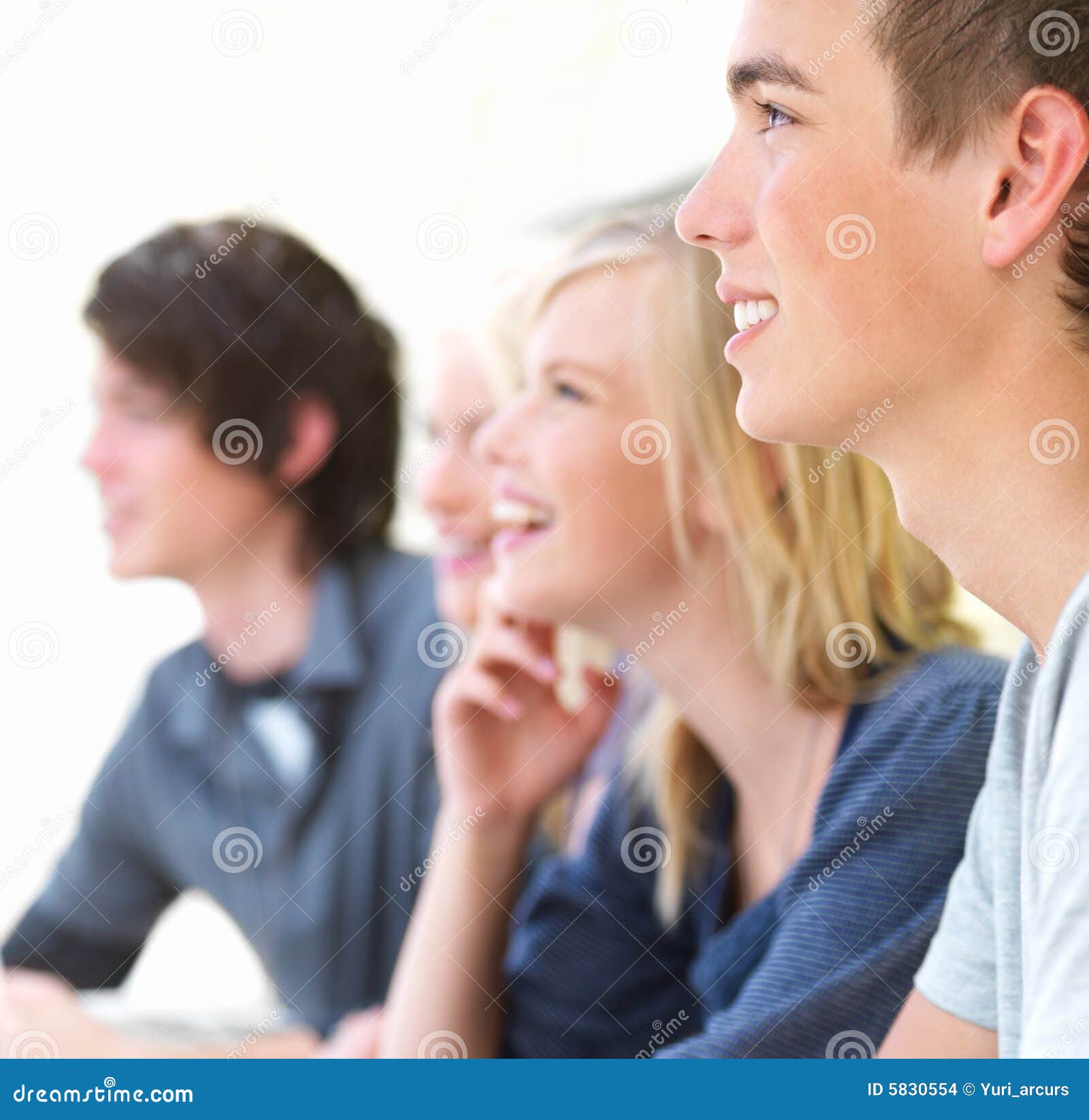 Happy Young Friends Sitting Together Stock Photo - Image of girls ...