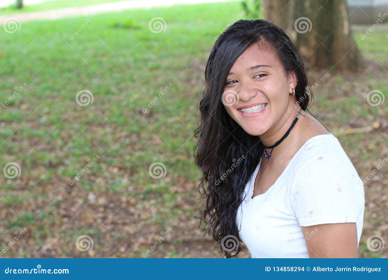 Happy Young Girl with Copy Space Stock Photo - Image of natural ...