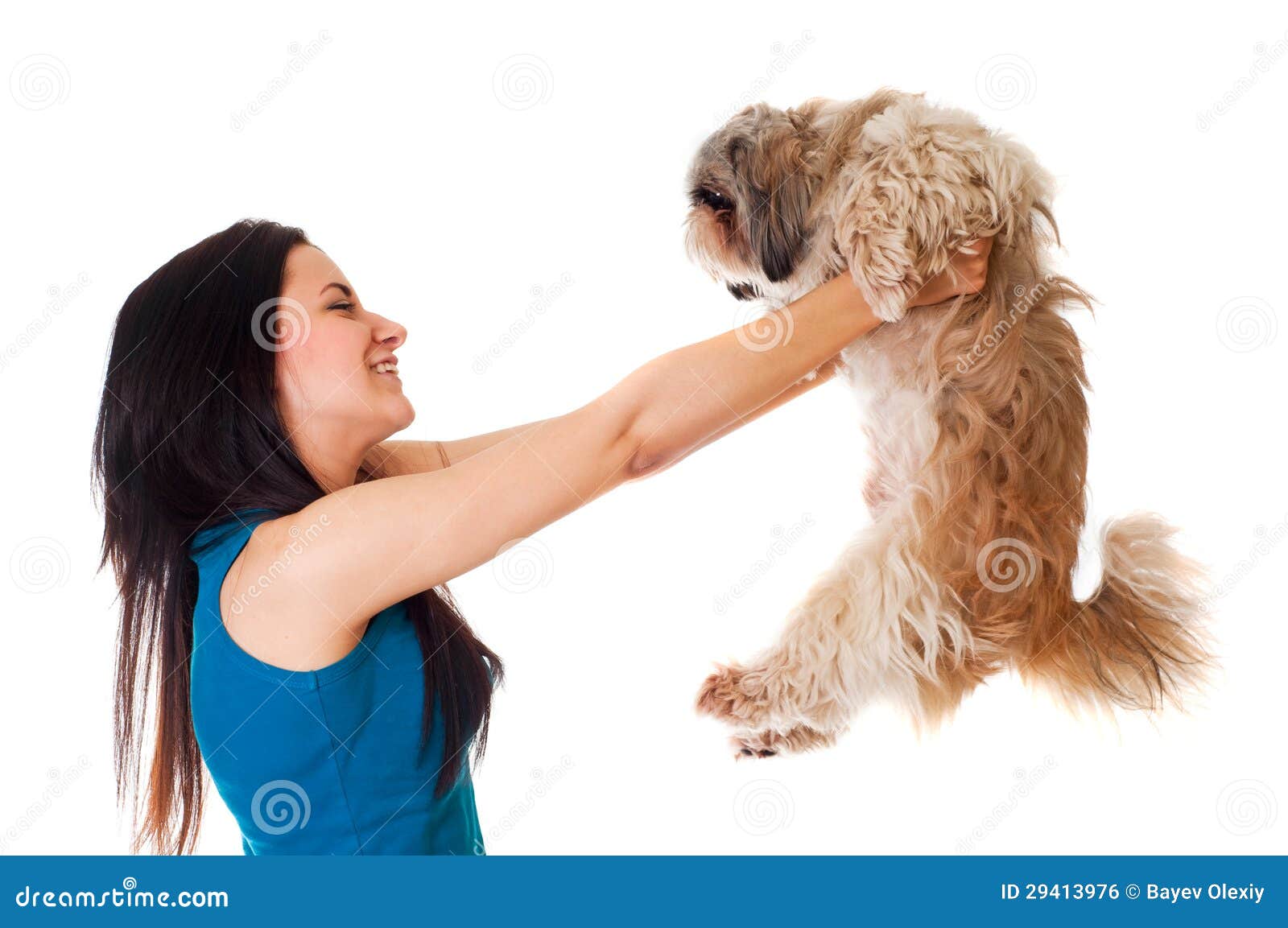 Happy young girl with dog stock photo. Image of woman - 29413976