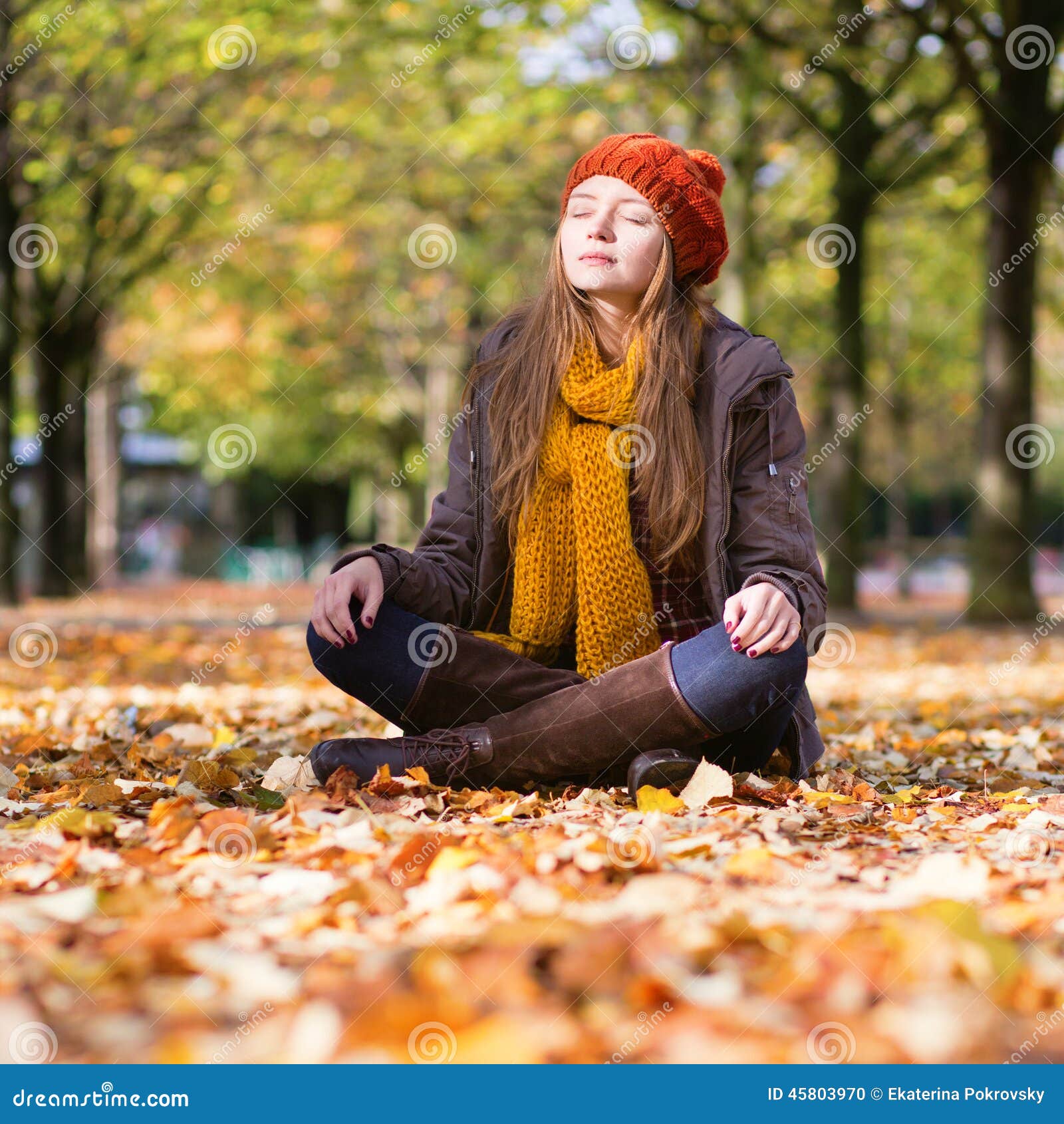Happy Young Girl on a Fall Day Stock Photo - Image of outdoors, orange ...