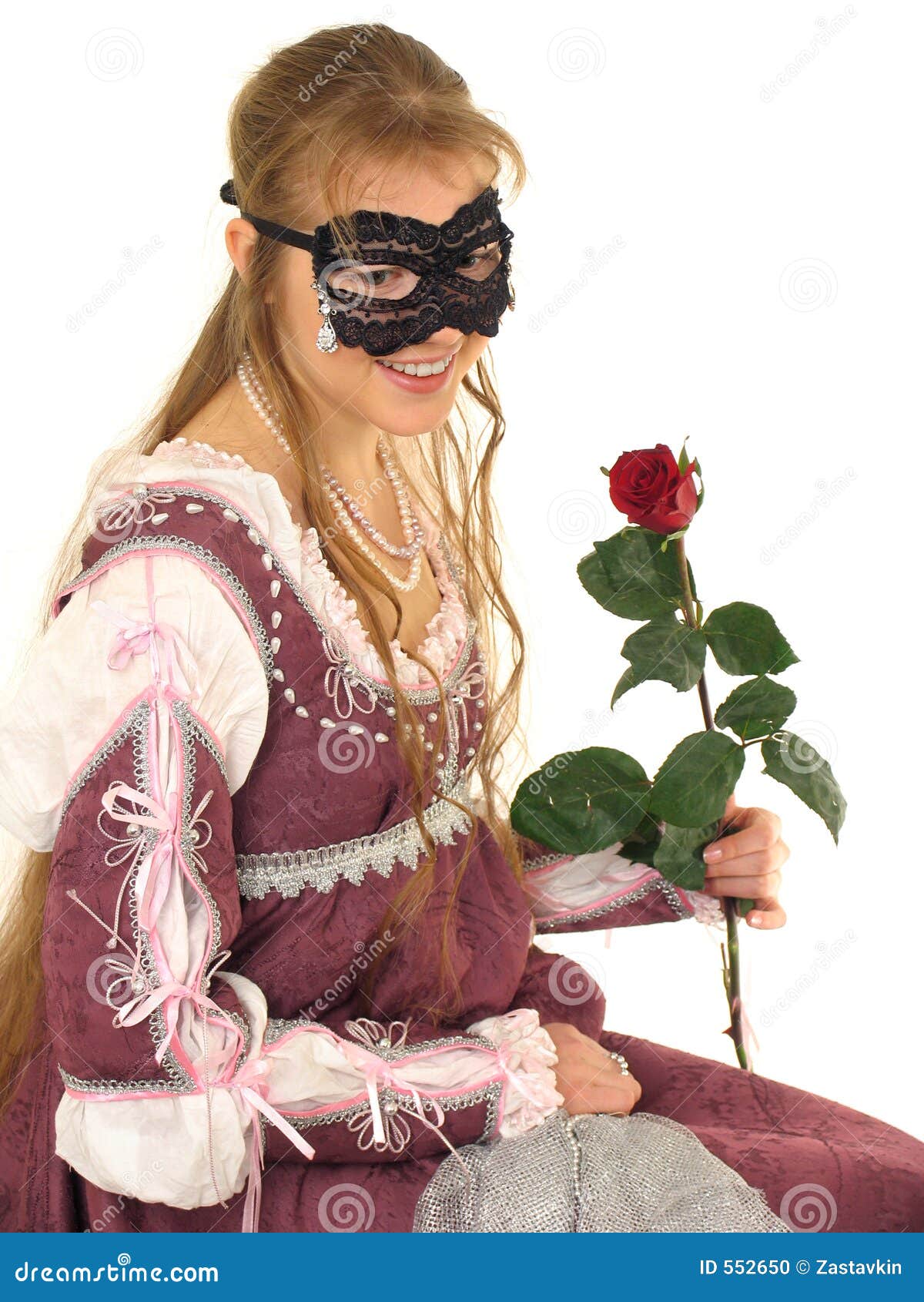 Happy Young Girl with Red Rose Stock Photo - Image of beautiful ...