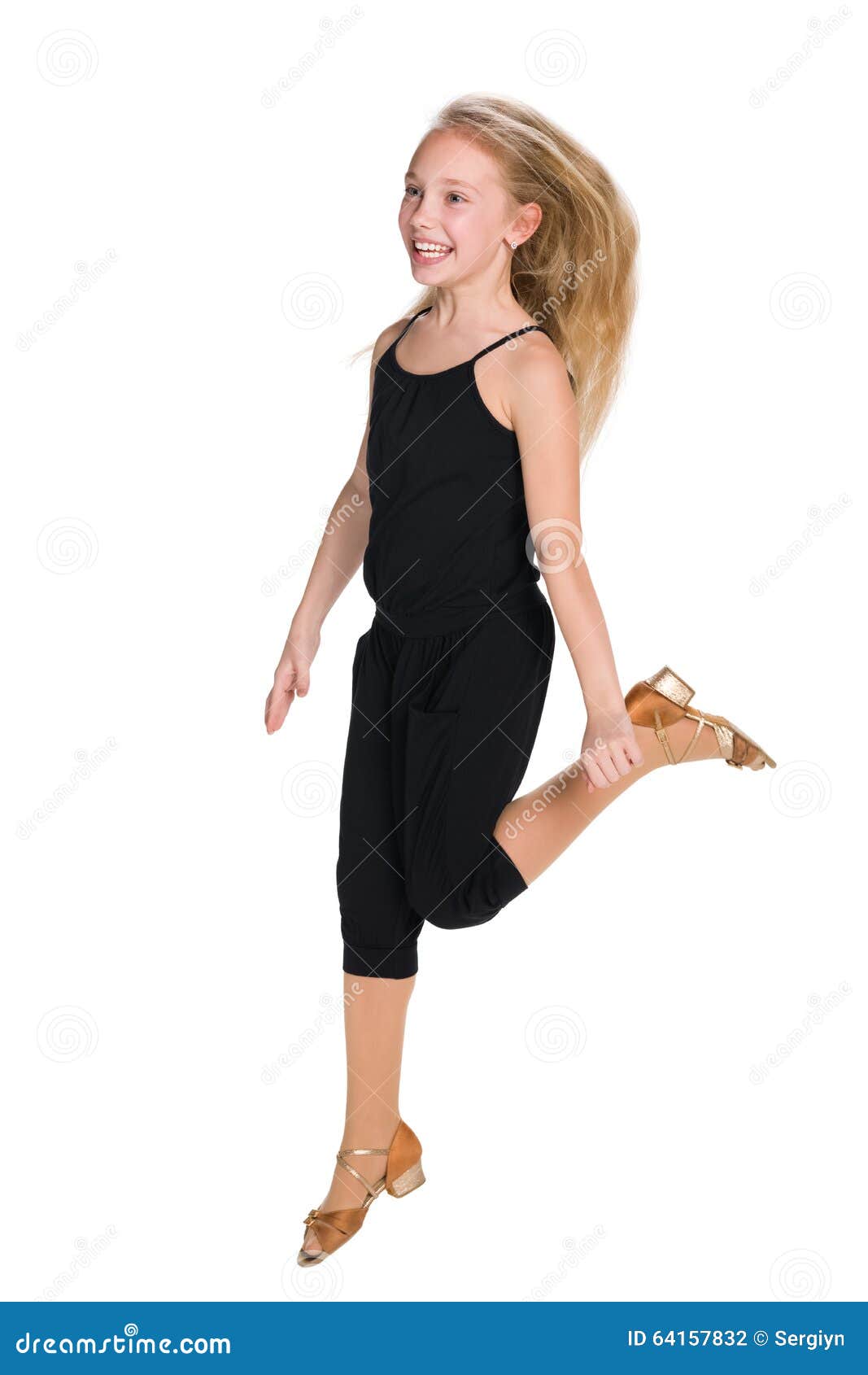 Happy young girl runs stock photo. Image of white, happiness - 64157832