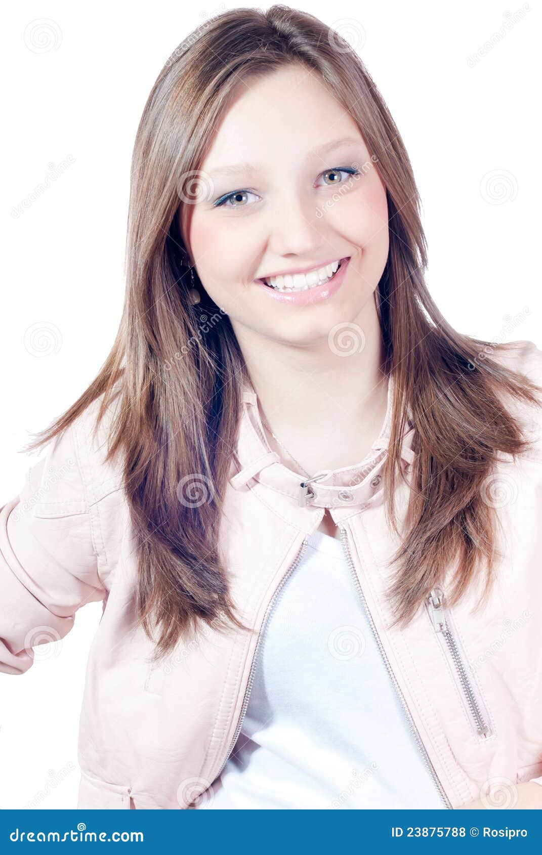 Happy Young Girl Smiling Isolated Stock Photo - Image of background ...