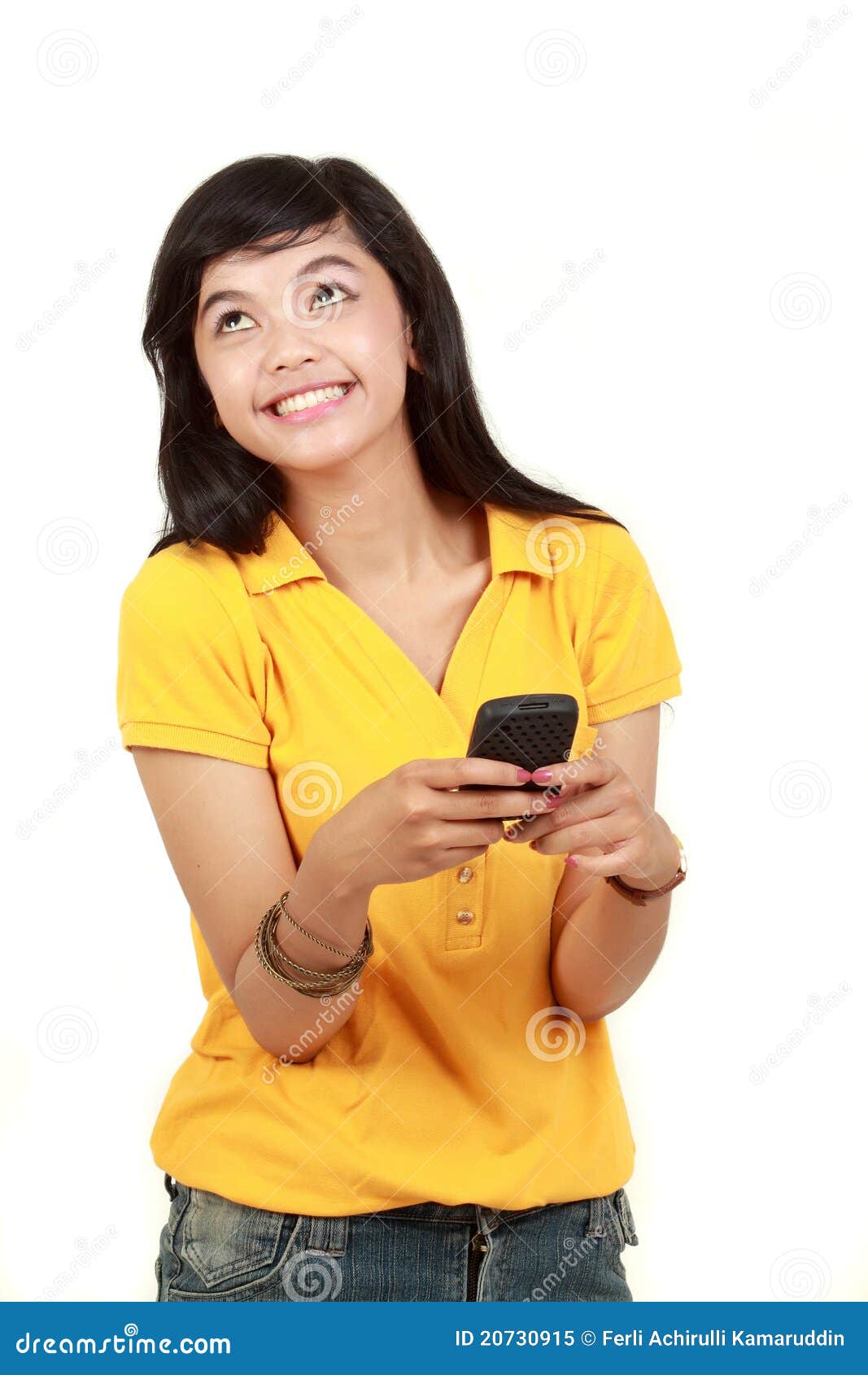 Happy Young Girl Text Message Stock Image - Image of tech, girl: 20730915