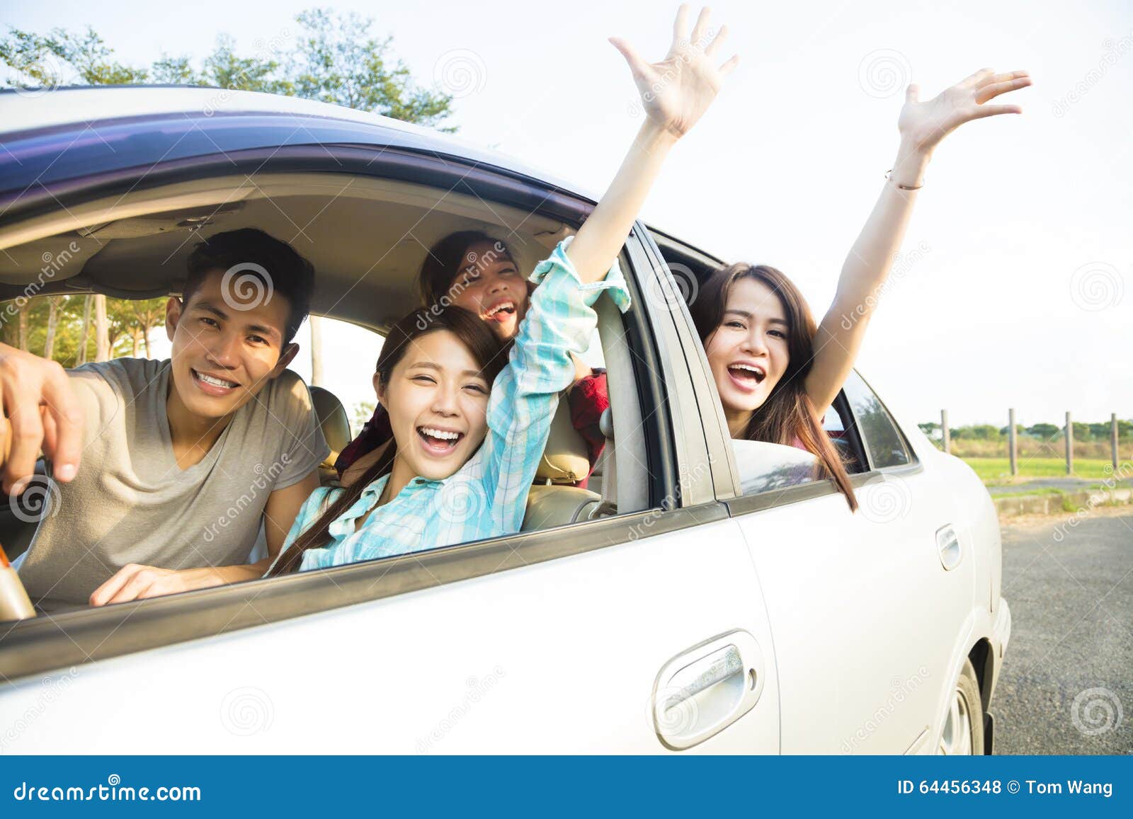 Happy Young Group Having Fun in the Car Stock Photo - Image of friends ...