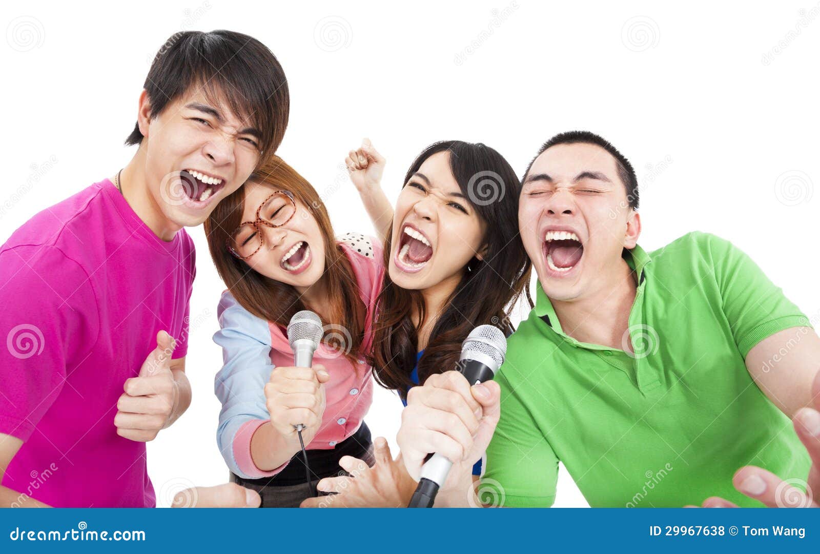 Young Group Singing with Karaoke Stock Photo - Image of chinese, mouth ...