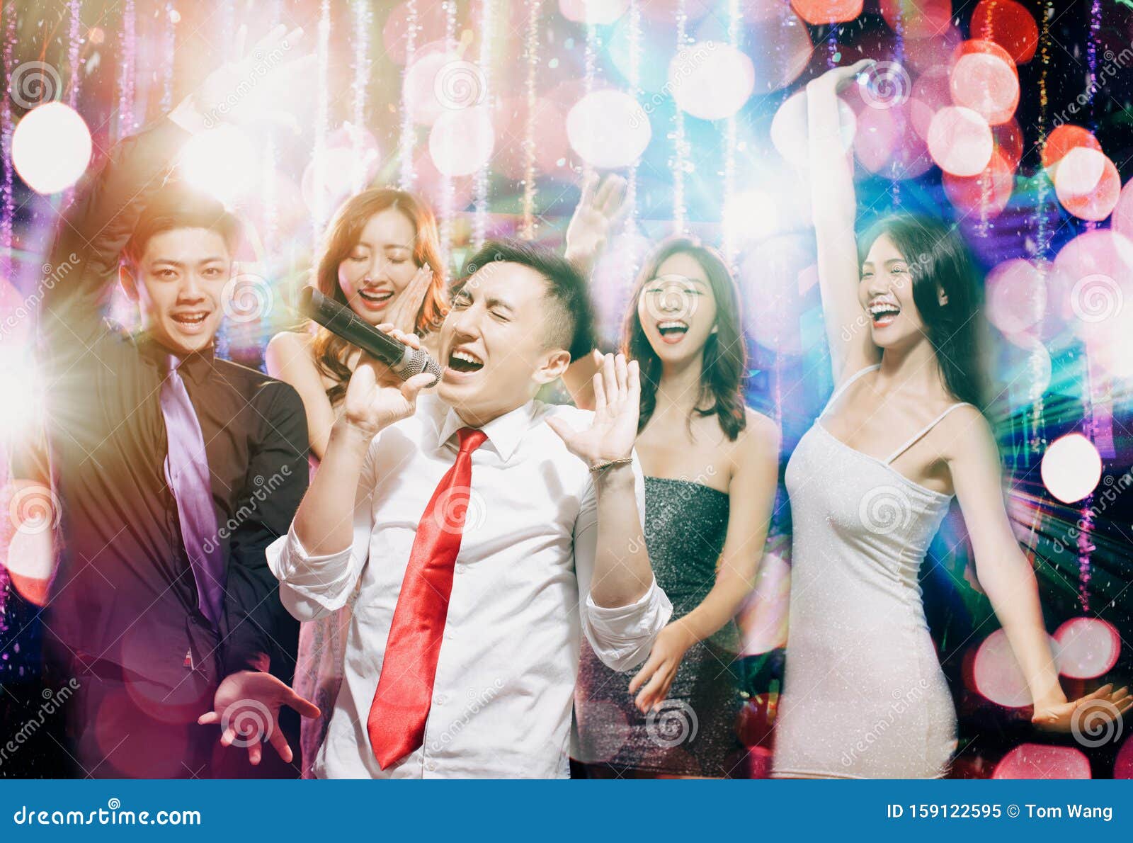 Young Group Singing and Dancing in Party Stock Image - Image of happy ...
