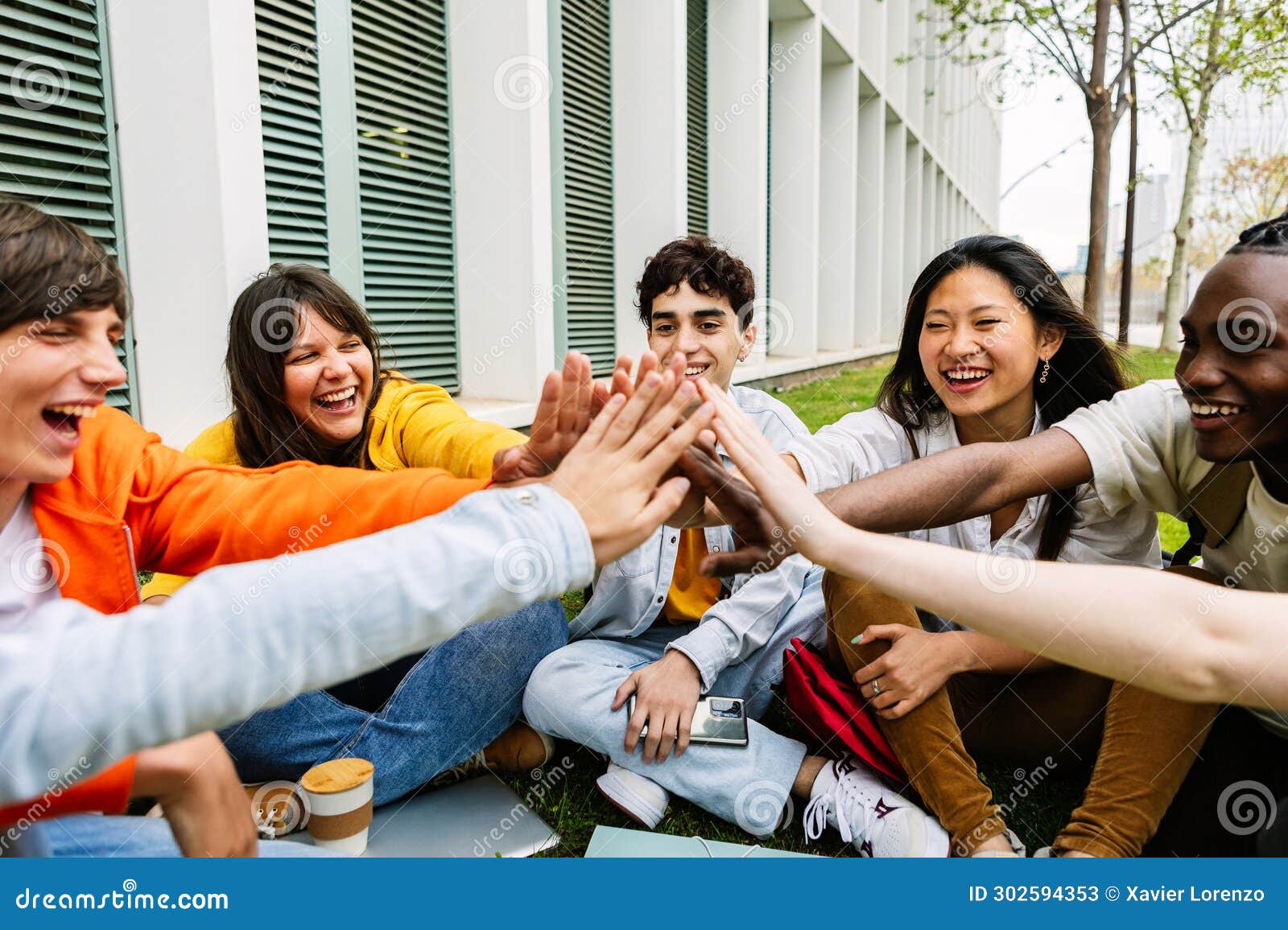 Happy Young Group of Students Showing Support To Each Other Joining ...