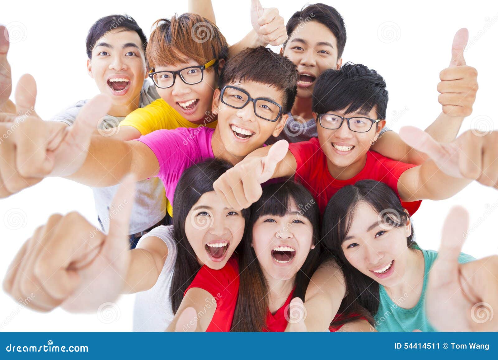 Happy Young Group with Thumbs Up Stock Image - Image of colleague ...